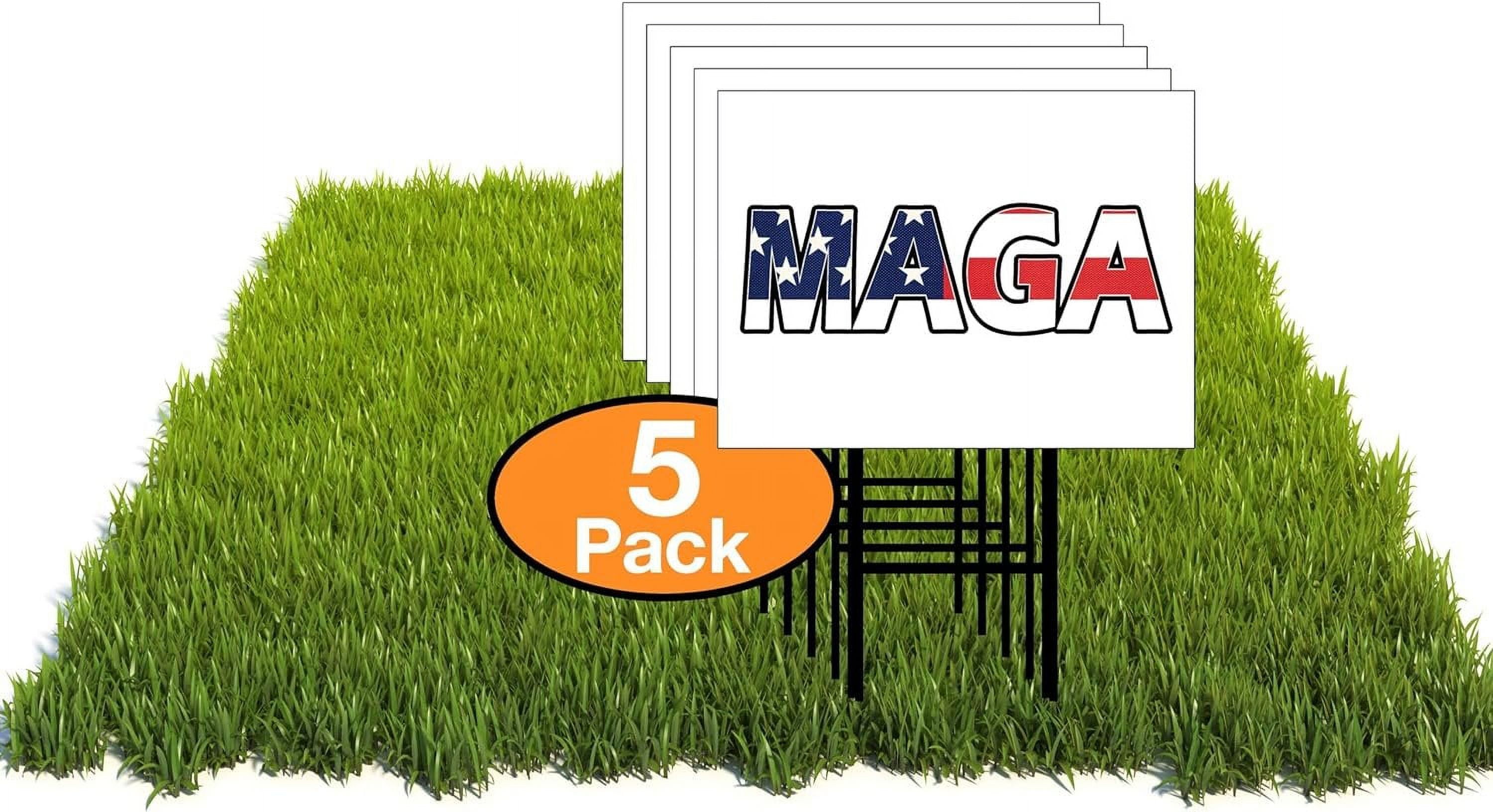 Eco TRUMP MAGA FLAG 5 Double Sided 12x16 in Yard Road Sign w/Stand ...