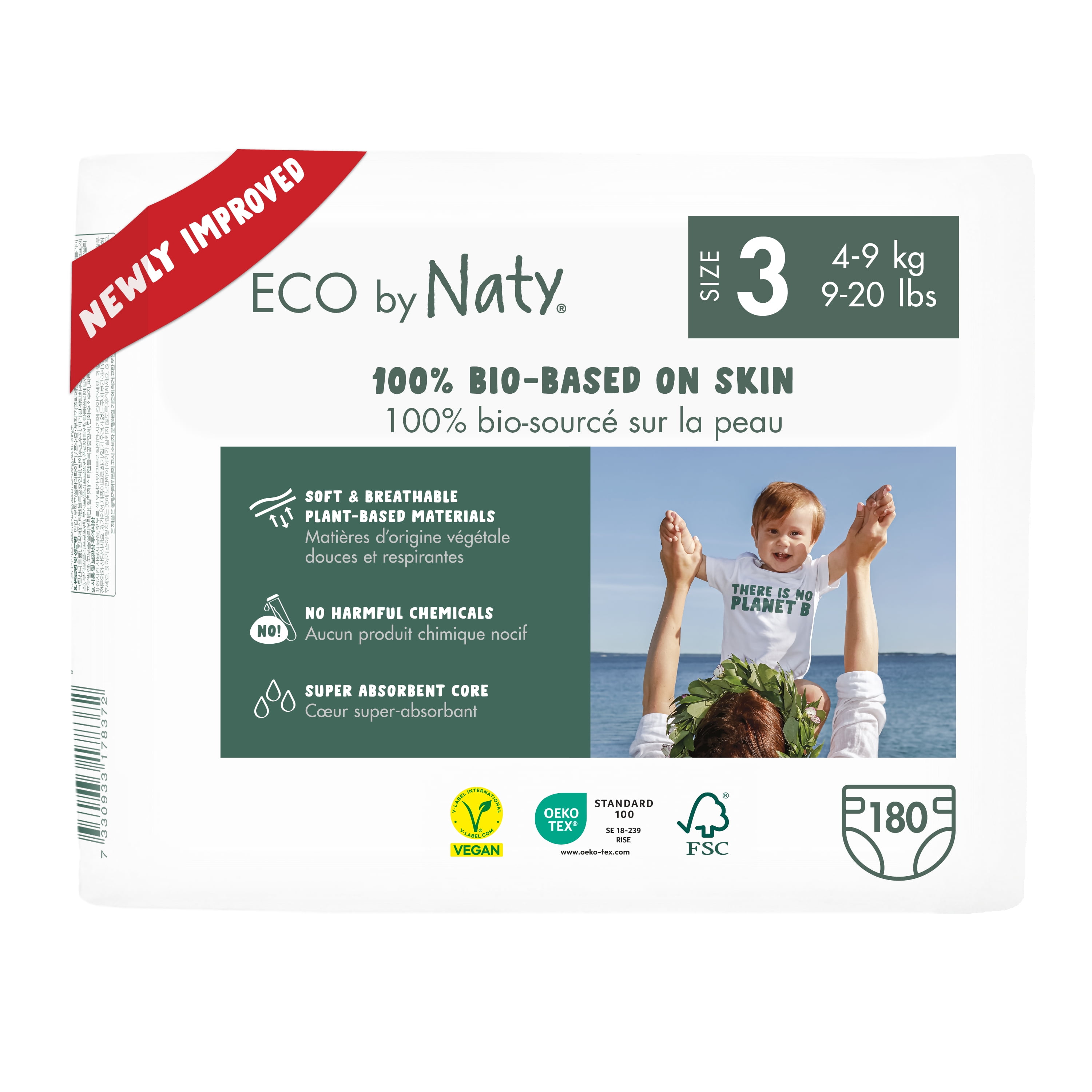 Eco by Naty Fully Compostable Baby Diapers, Size 3, 180 Count - Walmart.com