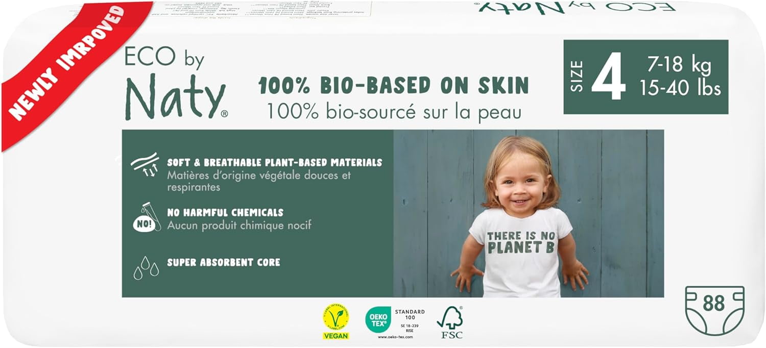 Eco by Naty Fully Compostable Baby Diapers, Size 4, 88 Count - Walmart.com
