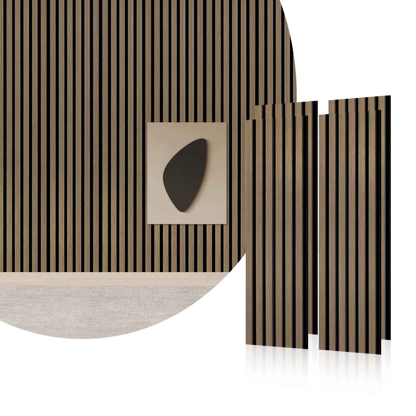 Eco-friend Grid Wood Acoustic Wall Panel 4 Pcs, 47.2 x 12.2 In ...