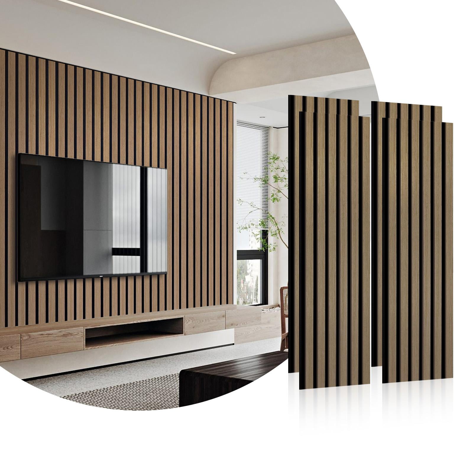 Eco-friend Wood Acoustic Wall Panel 4 Pcs, 47.2 x 12.2 In Soundproof ...