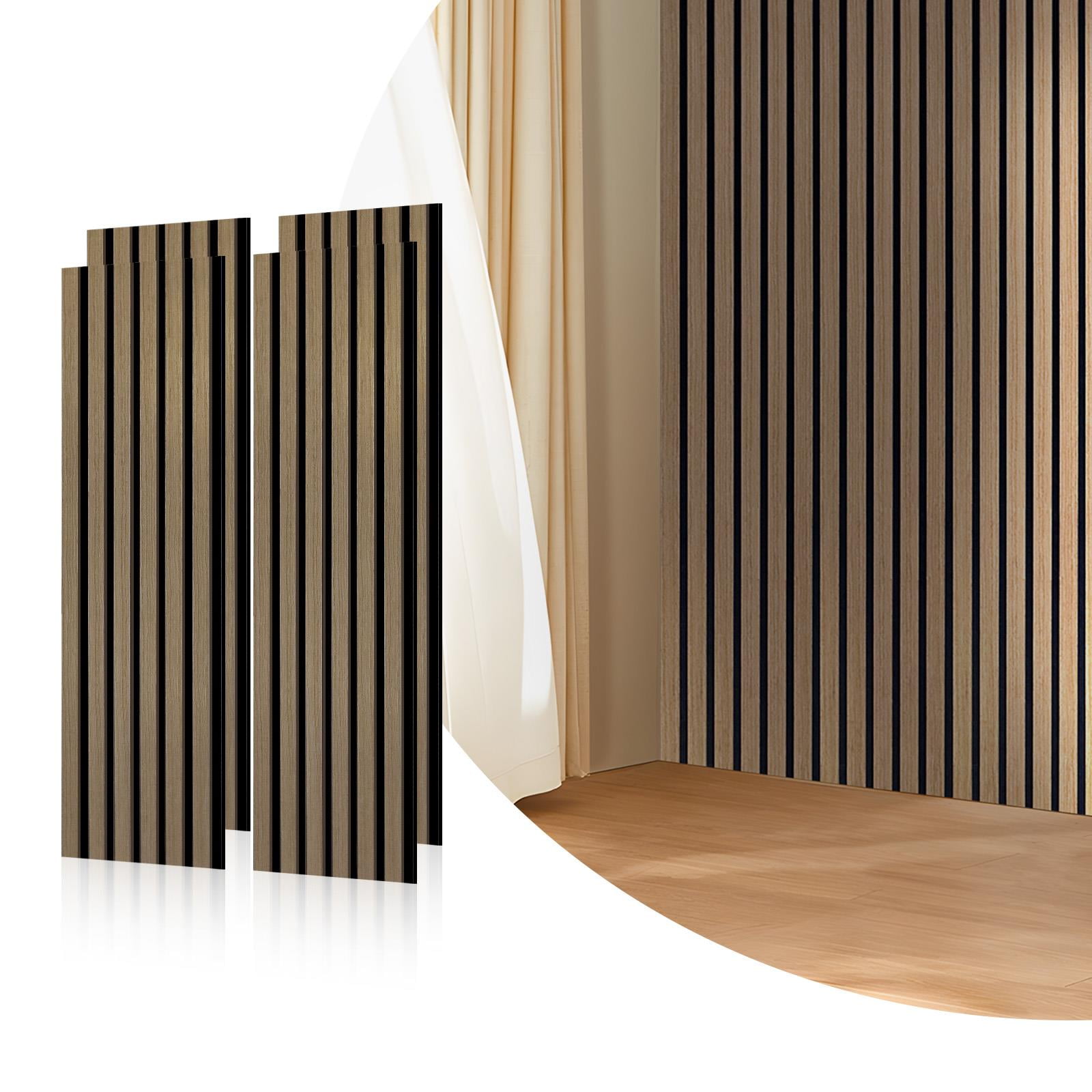 Eco-friend Wood Soundproof Wall Panel 4 Pcs, 47.2 x 12.2 In Acoustic ...