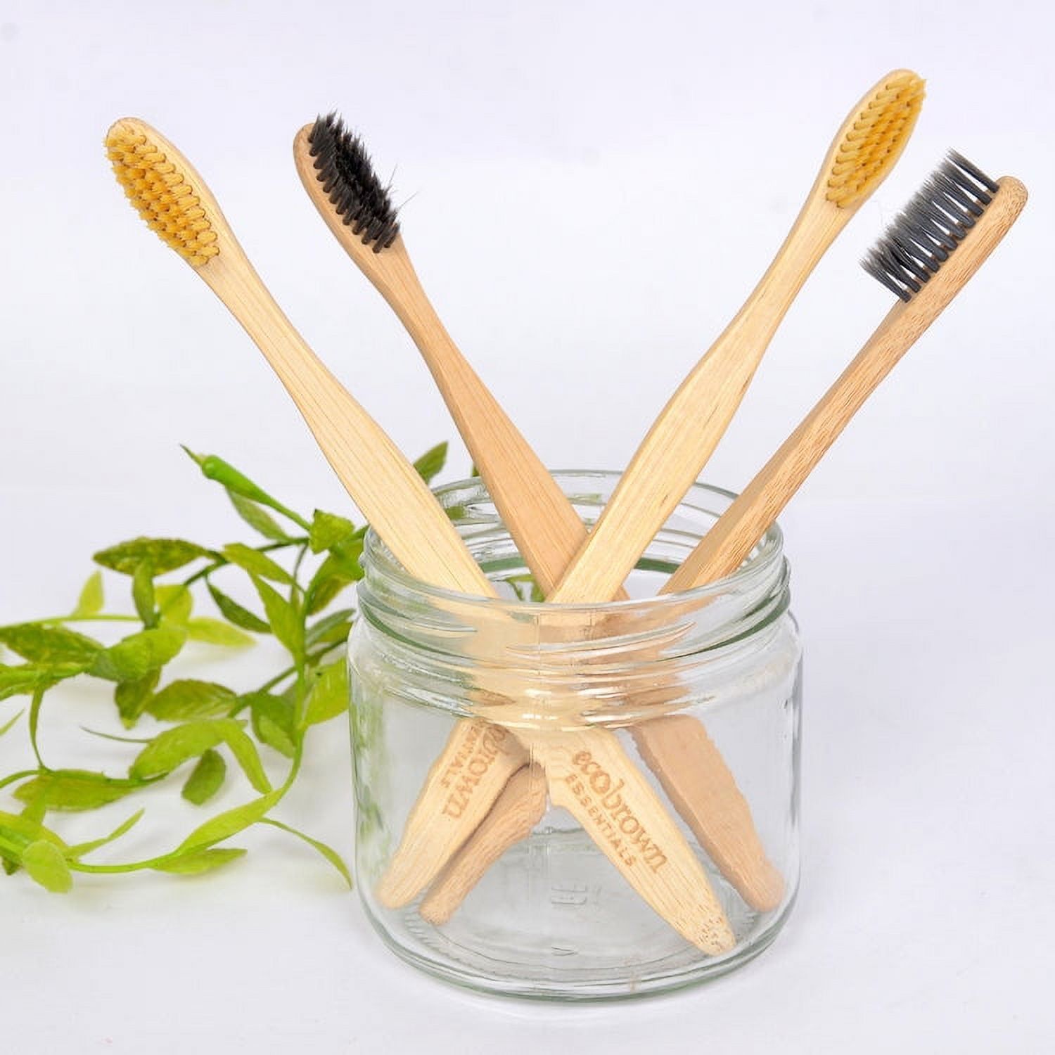 Eco-friendly Bamboo Toothbrush Family Pack- (Set of 4) with Reusable ...