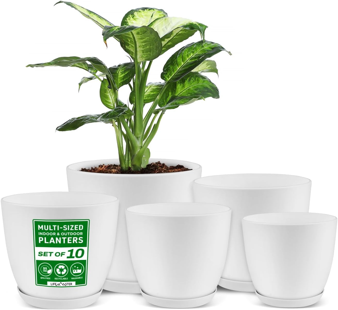 Eco friendly Plant Pot Set - 10-Pack Home Decor Flower Indoor and ...
