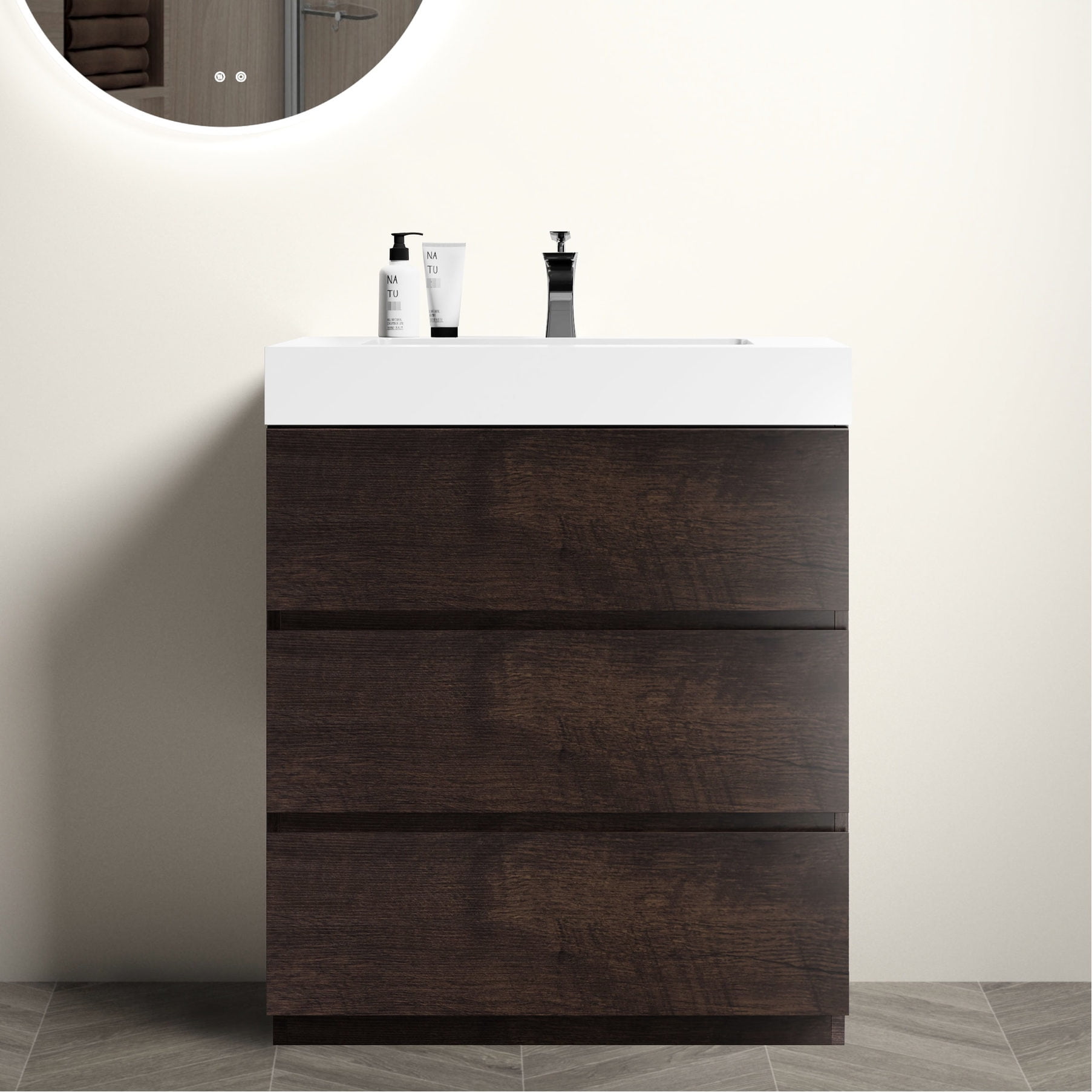 Eco - friendly boards - Three - drawer system - Newly built bathroom ...