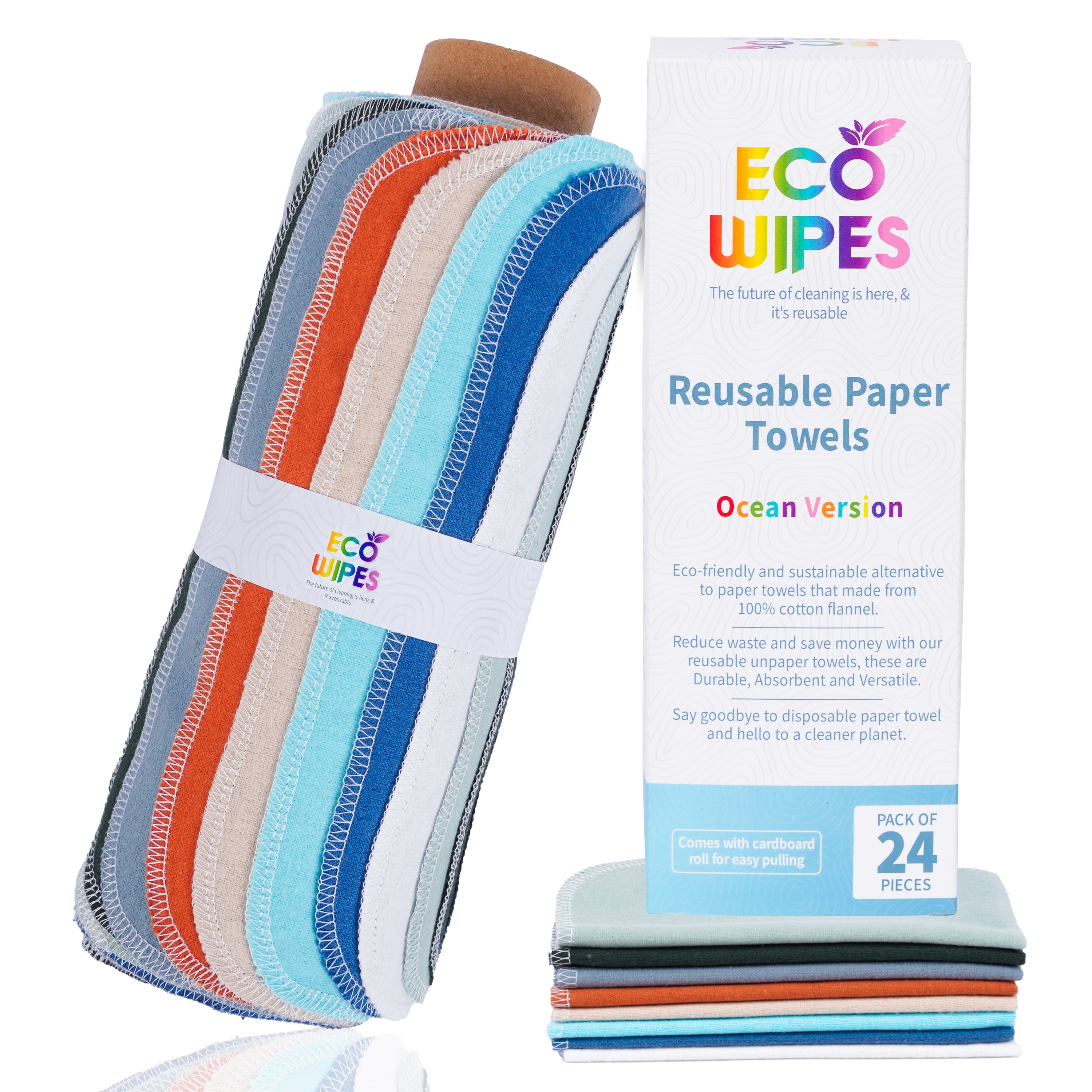 Eco-wipes Reusable Paper Towels Washable, Pack of 24 – 100% Cotton ...
