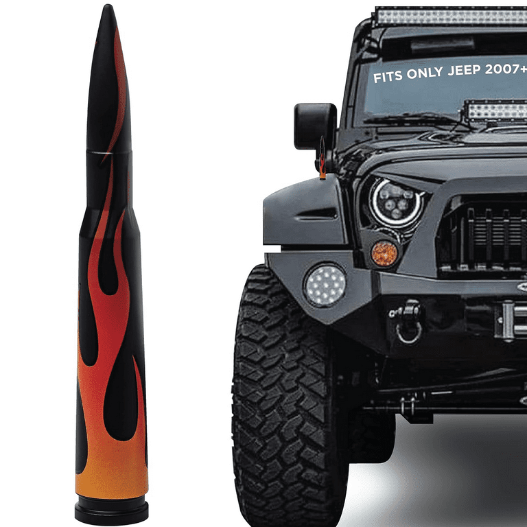 EcoAuto Bullet Antenna for Jeep Wrangler JK JL 2007 2023 Jeep Gladiator Jeep Wrangler Antenna with Anti Theft Design Highly Durable Truck Antenna Jeep Wrangler Accessories Flame Walmart