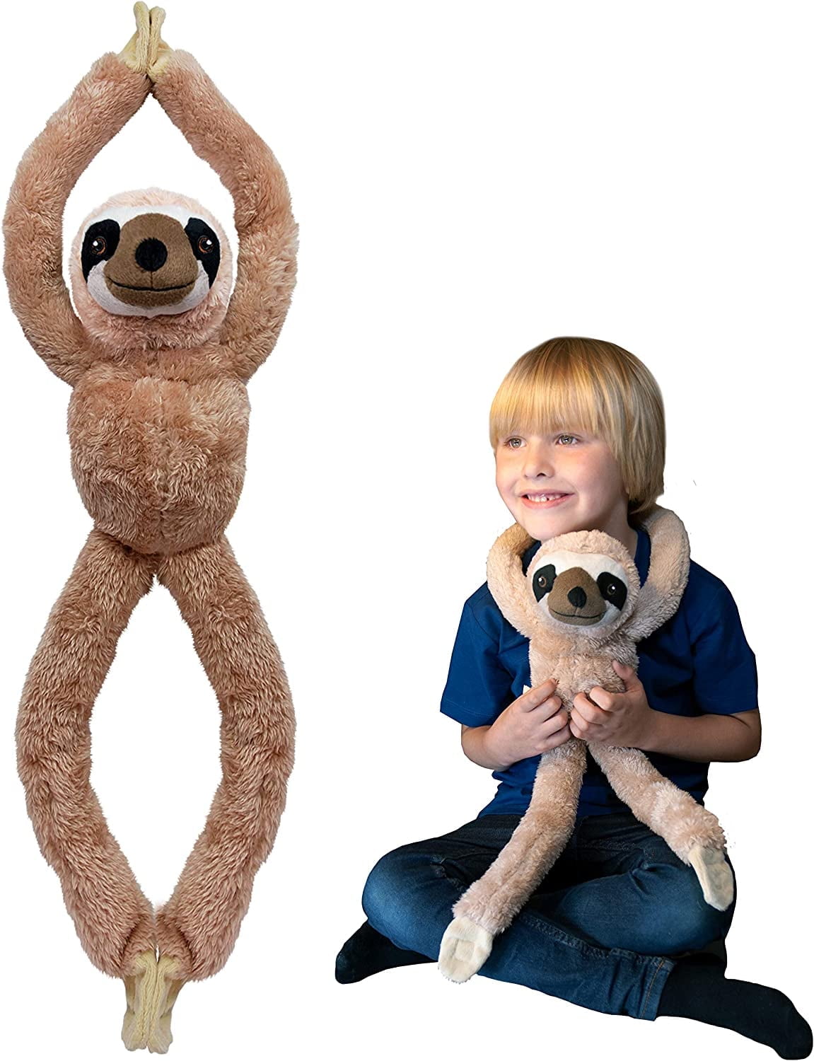 EcoBuddiez Tree Huggers - Sloth from Deluxebase. 28" Hanging Plush Toy ...