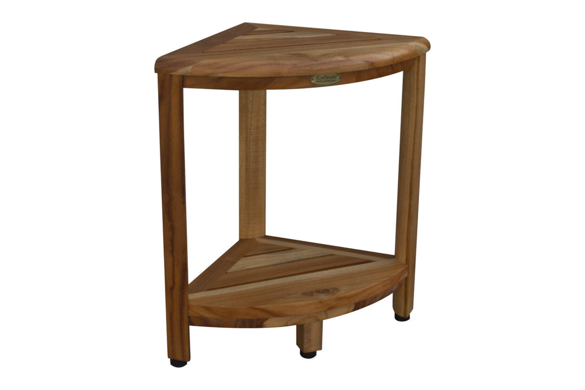 EcoDecors® SnazzyCorner® 18" Teak Wood Corner Shower Bench with Shelf ...