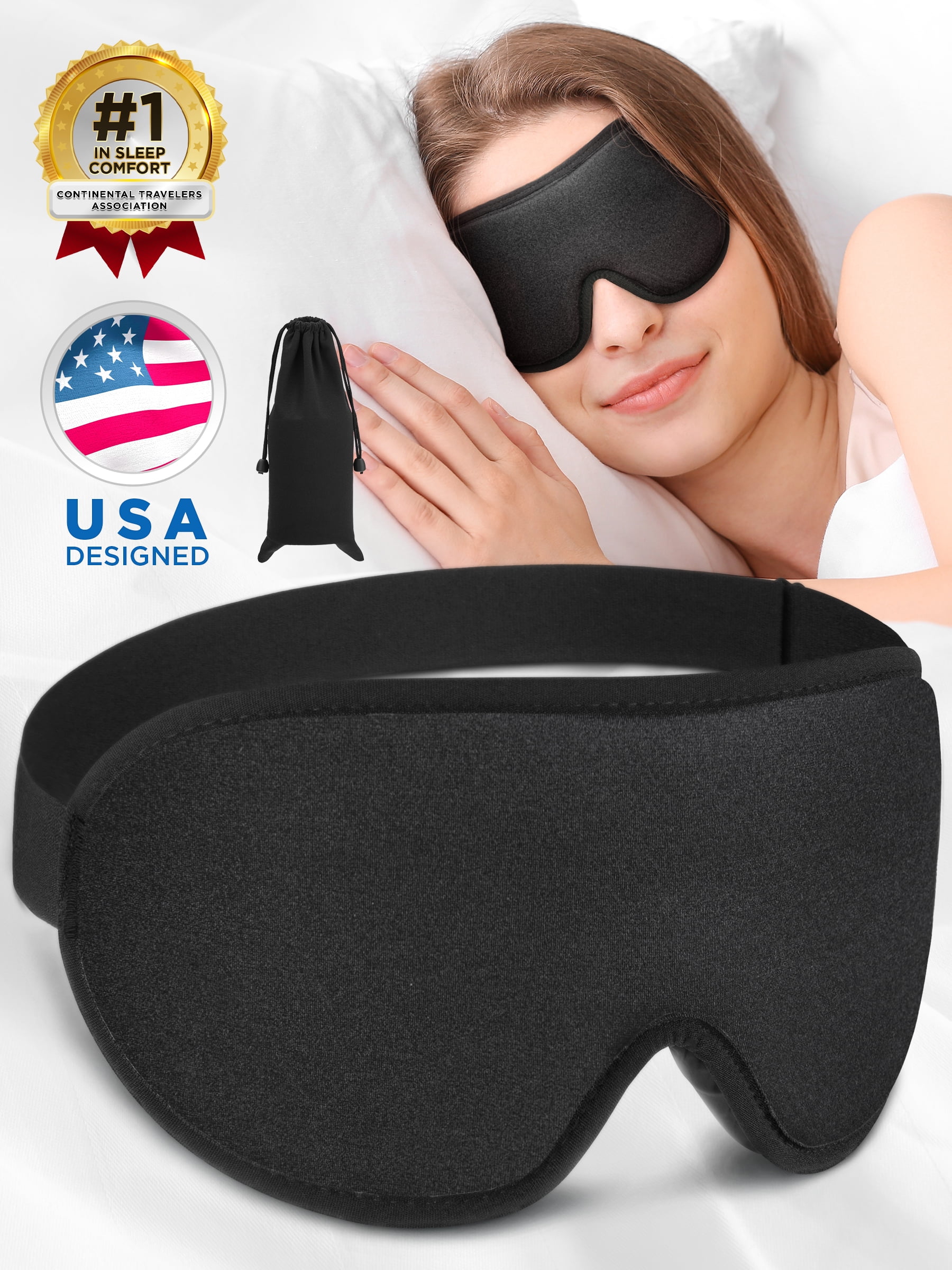 EcoEarth Soft Memory Foam Eye Mask for Sleep, Blackout Blindfold for ...