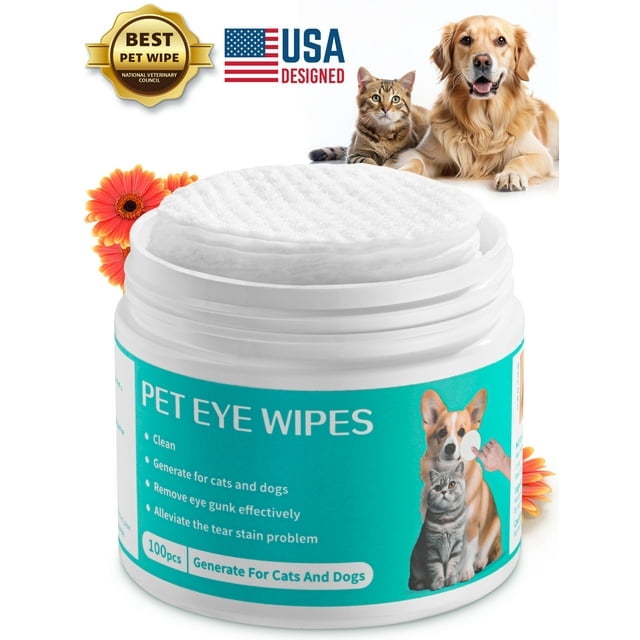 Pet Eye Wipes for Dogs & Cats, Disposable Pre-Soaked Eye Cleaning Pads ...