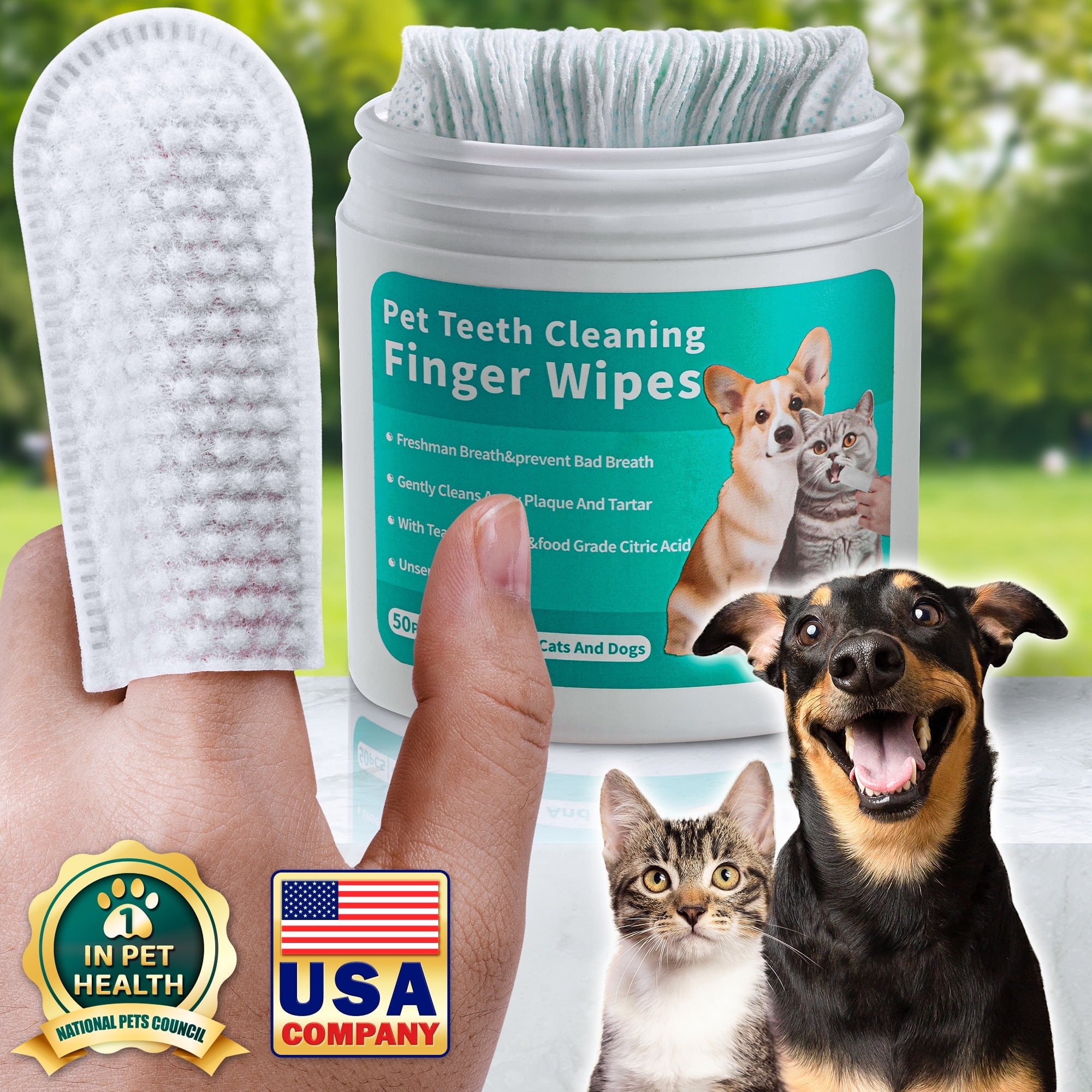 EcoEarth Teeth Cleaning Wipes for Dogs & Cats, Dental Finger Pads for ...