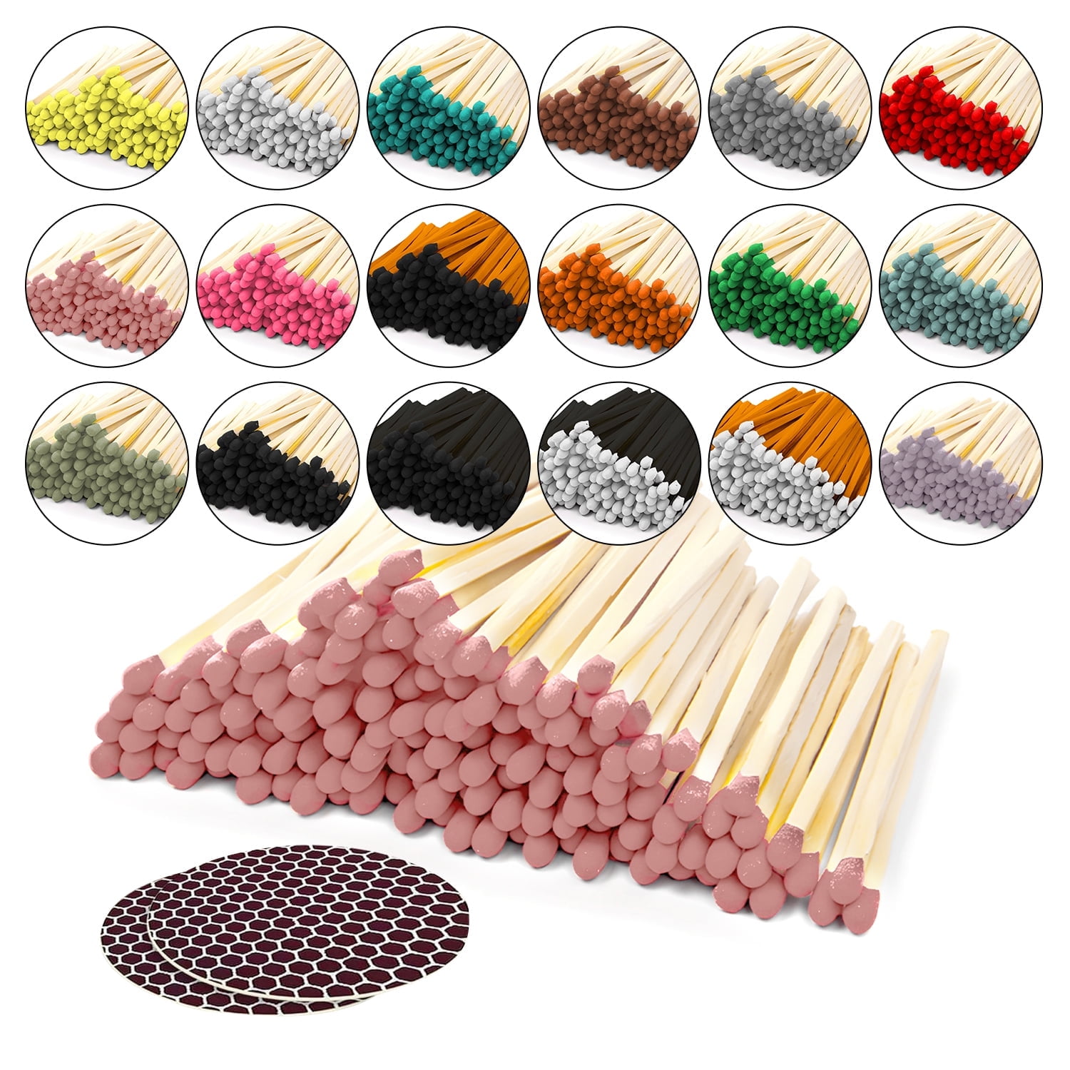 EcoFlare 2-Inch Fancy Themed Colorful Matches (100) with Striking ...