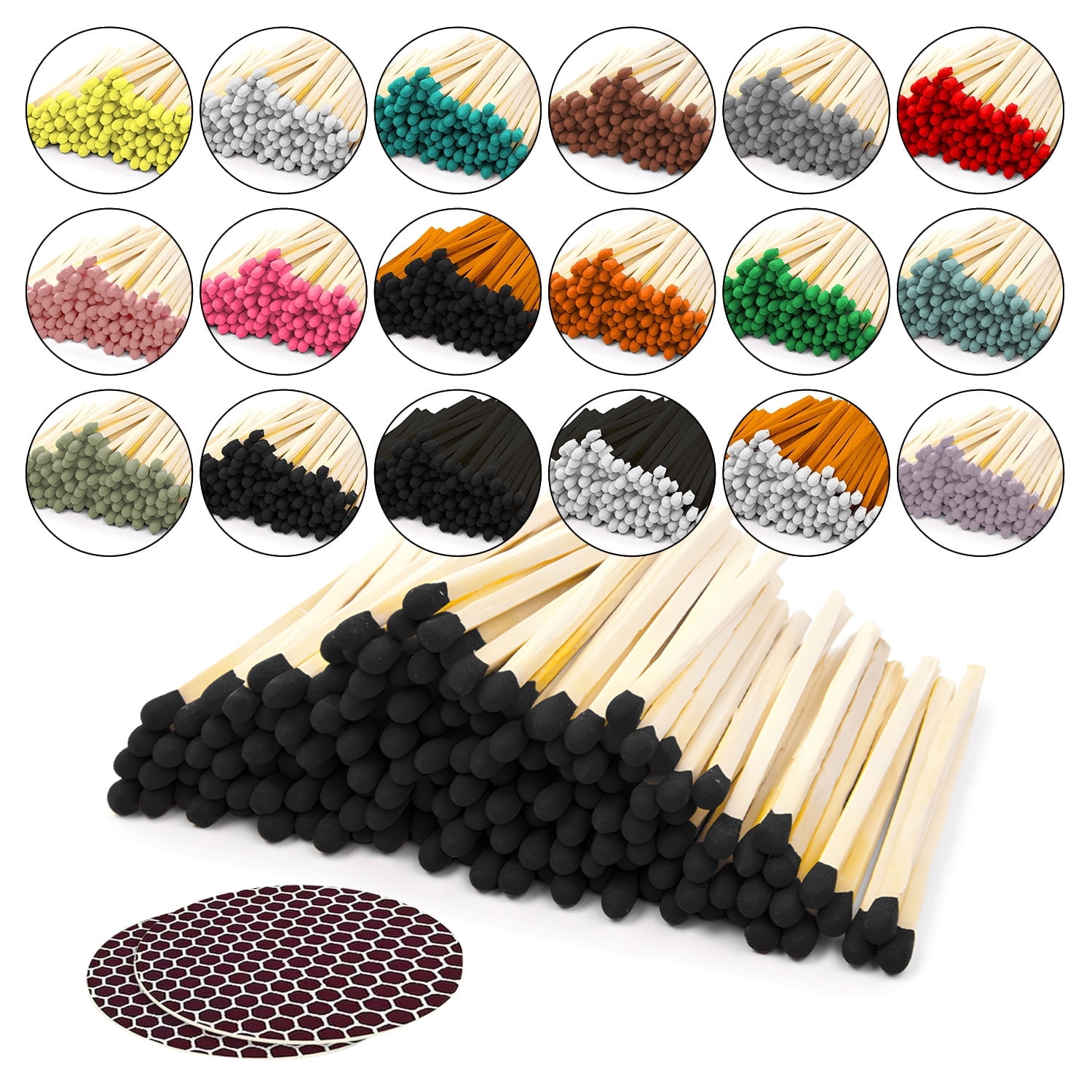 EcoFlare 2-Inch Fancy Themed Colorful Matches (100) with Striking ...