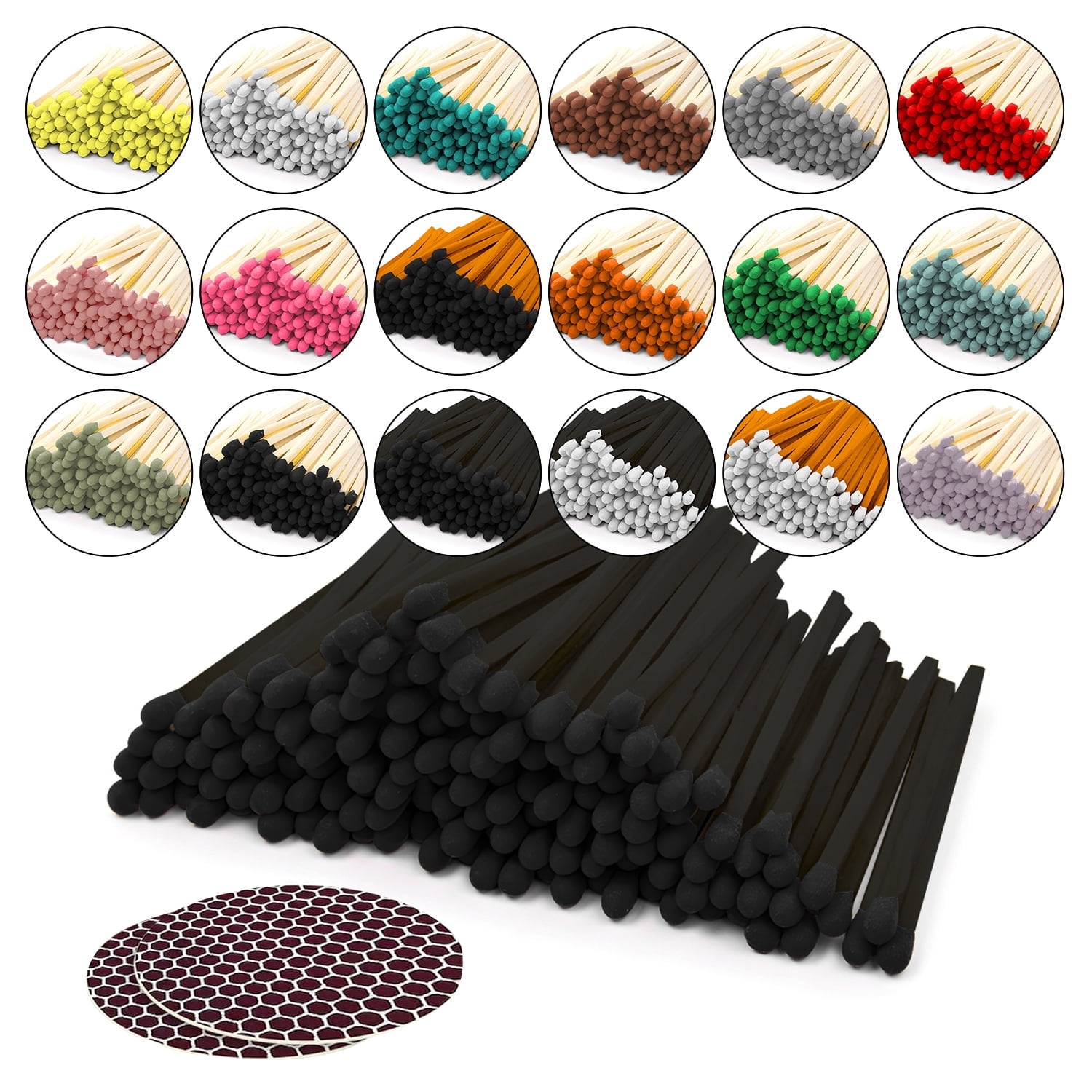 EcoFlare 2-Inch Fancy Themed Colorful Matches (200) with Striking ...