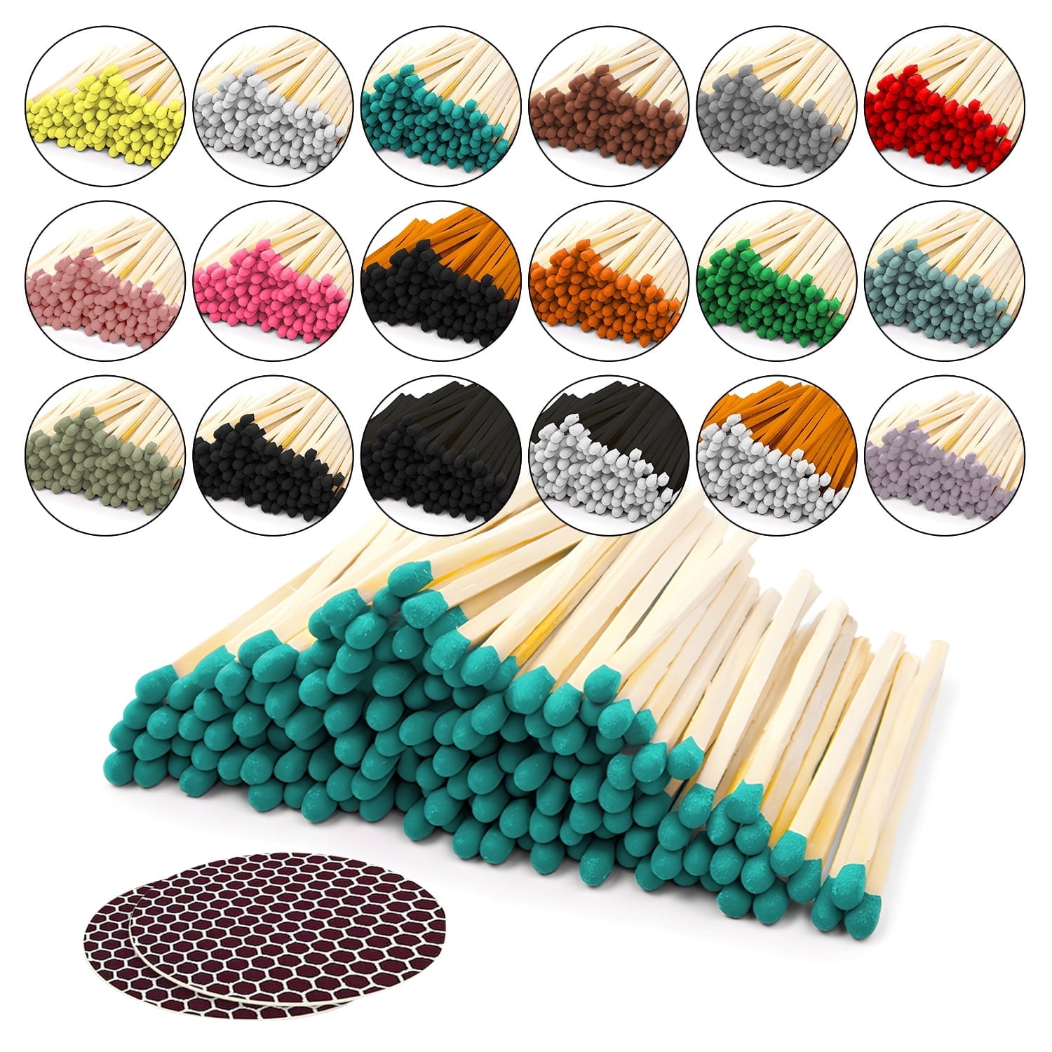 EcoFlare 2-Inch Fancy Themed Colorful Matches (200) with Striking ...