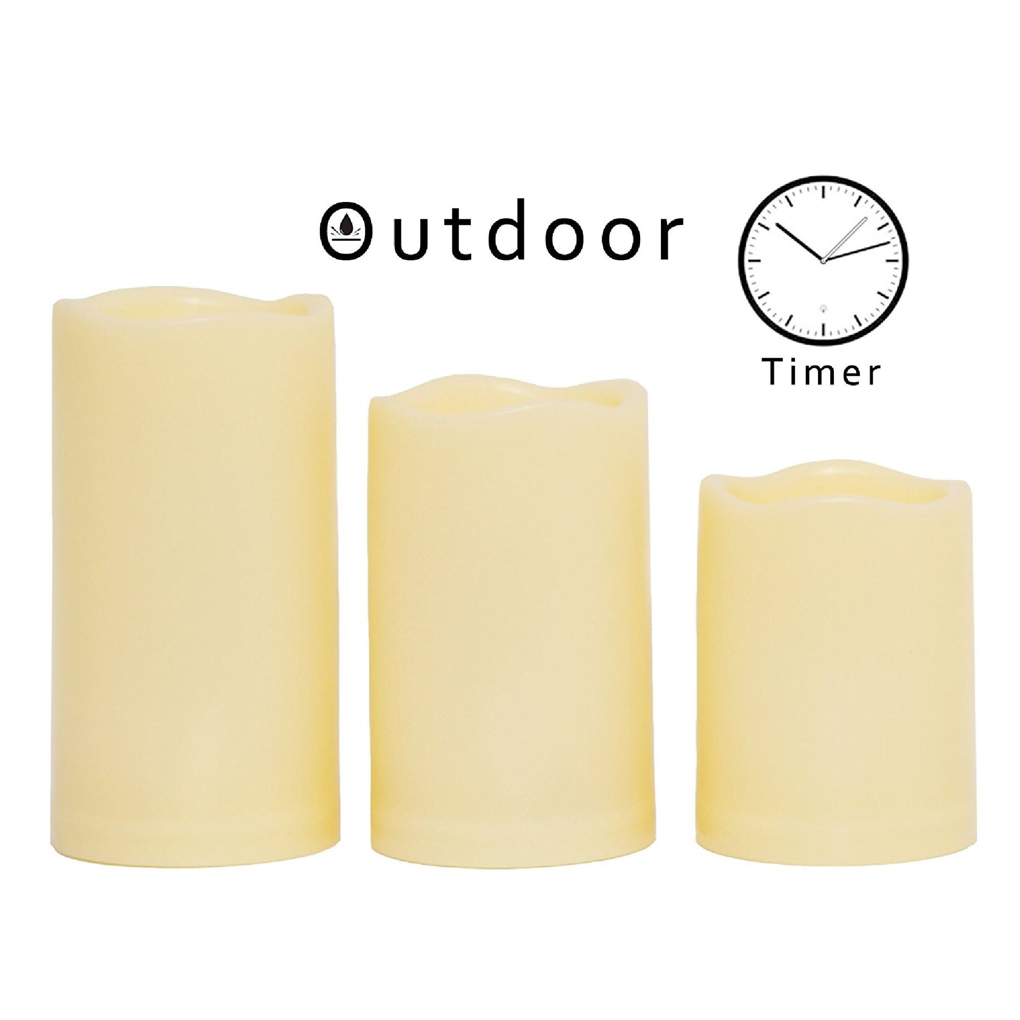 EcoGecko 3 PCS Outdoor Weatherproof Flameless Candles with Timer ...