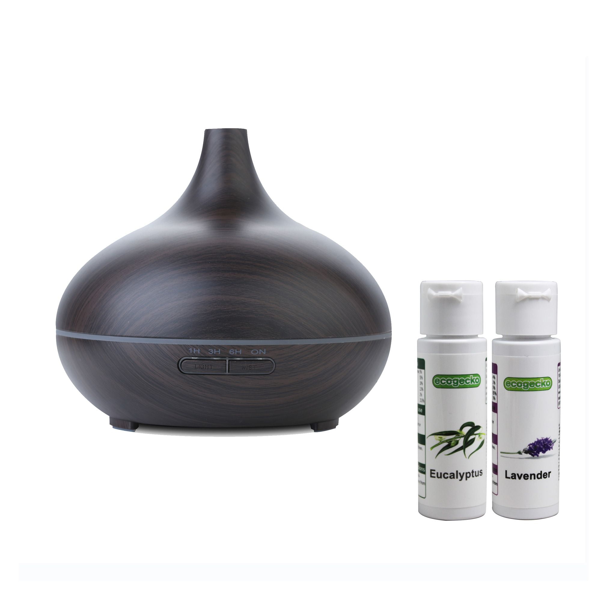 EcoGecko Dark Wood Grain Look Essential Oil Diffuser with Eucalyptus ...