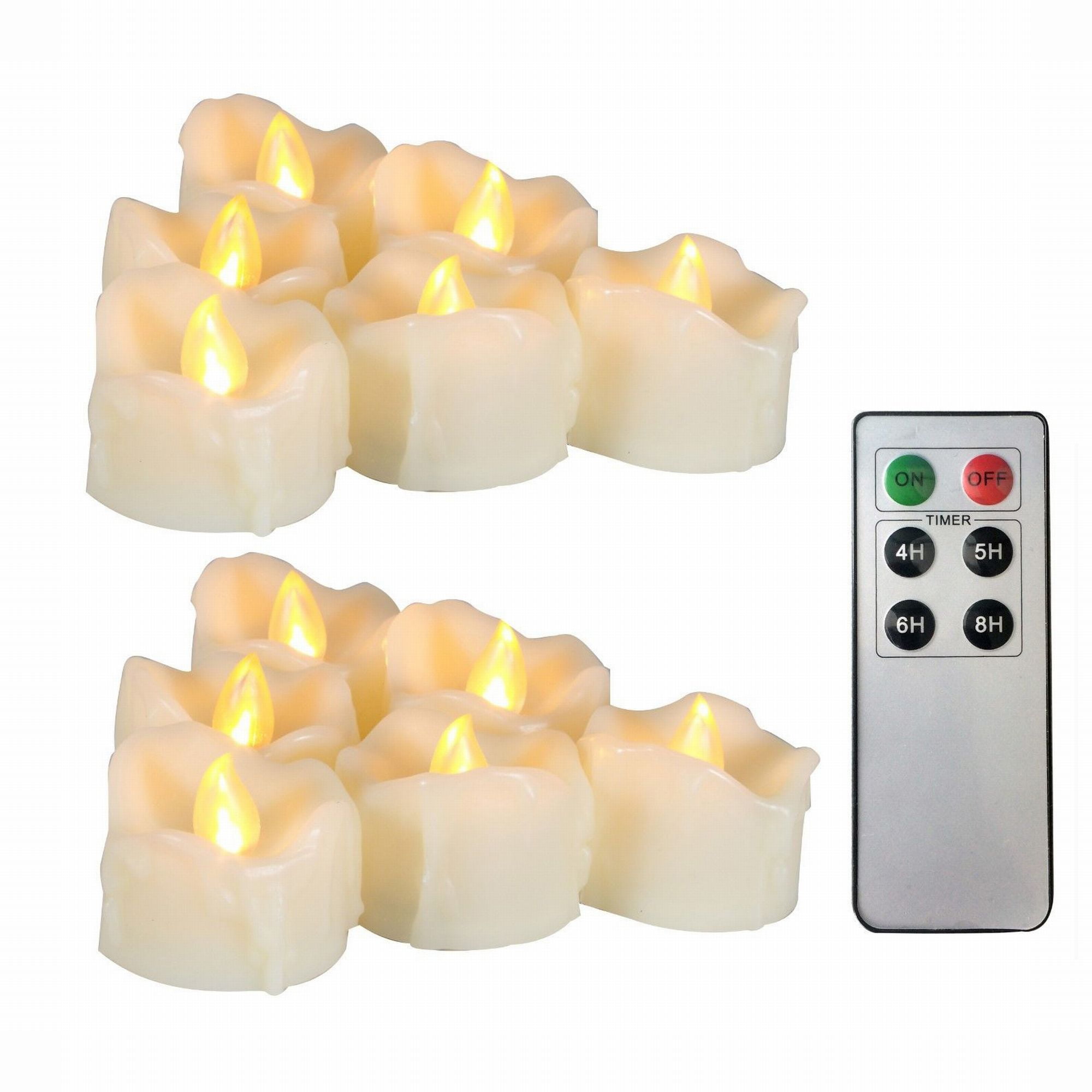 EcoGecko Set of 12 Tealight/Votives Flameless LED Tea Lights with ...