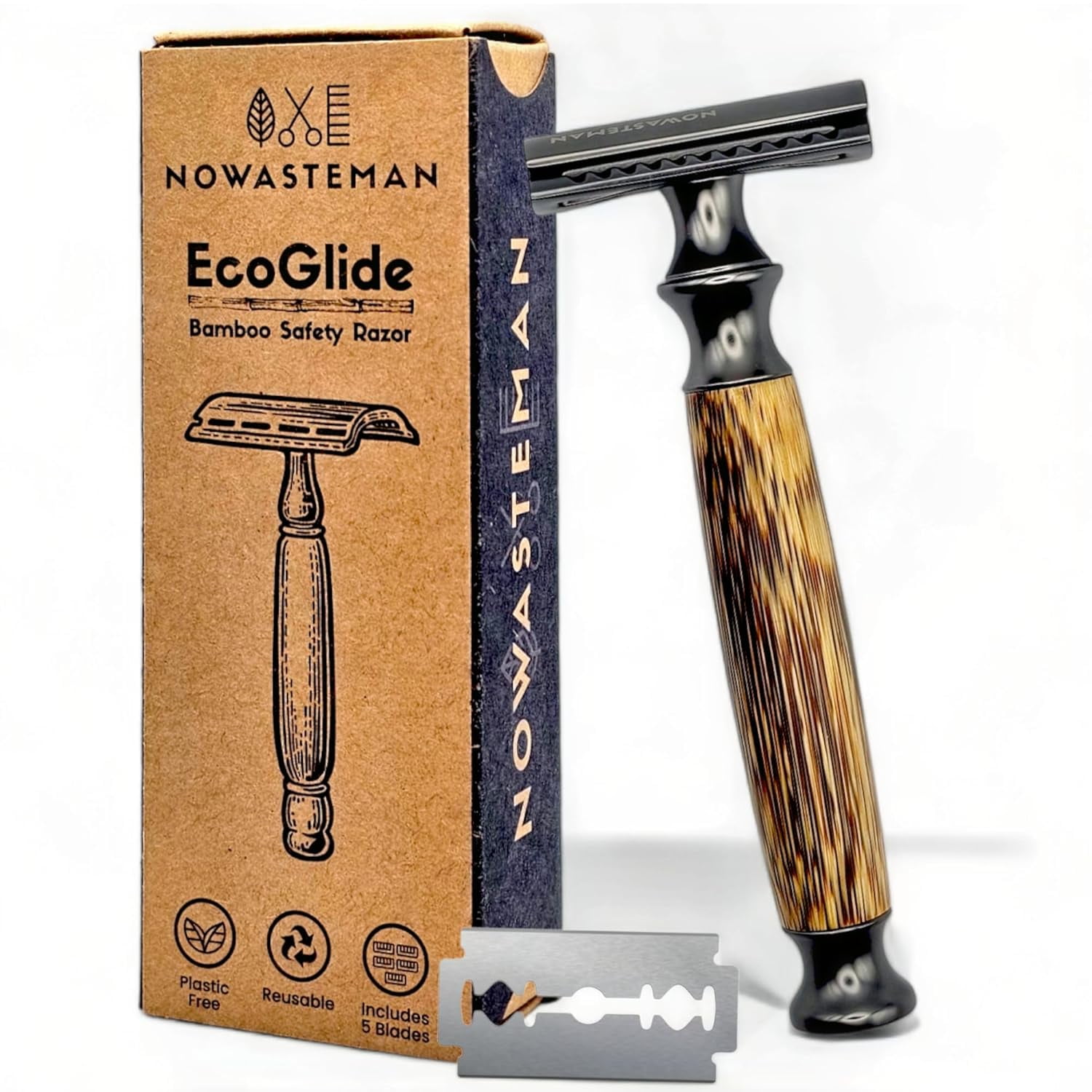 EcoGlide Premium Bamboo Handle Double Edge Safety Razor by NoWasteMan ...