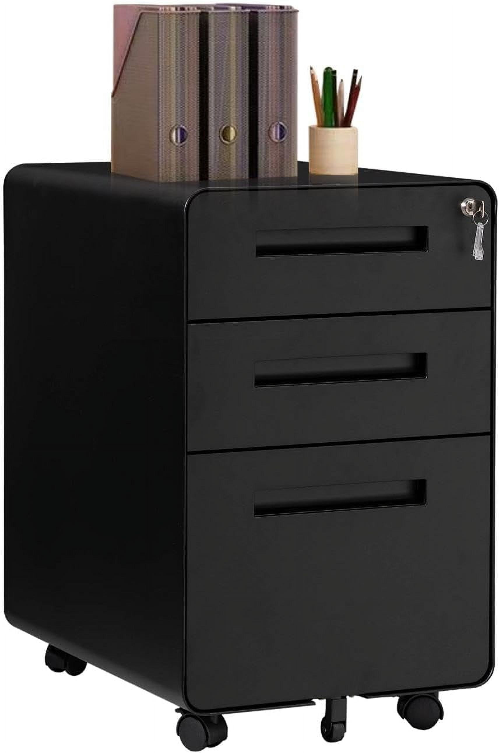 EcoHarbor 3 Drawer File Cabinet with Lock, Filing Cabinets for Home ...