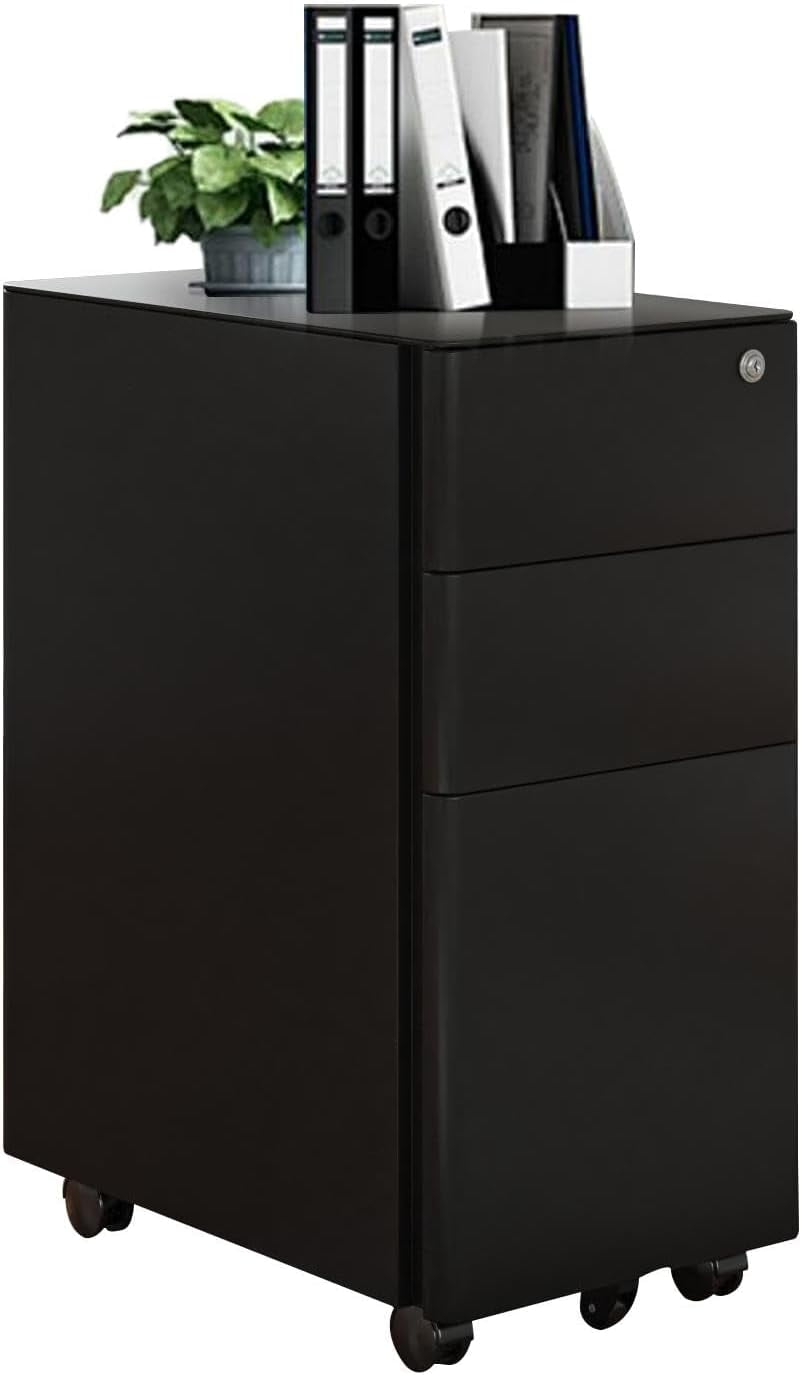 EcoHarbor 3 Drawer Small File Cabinet with Lock, Metal Filing Cabinets ...