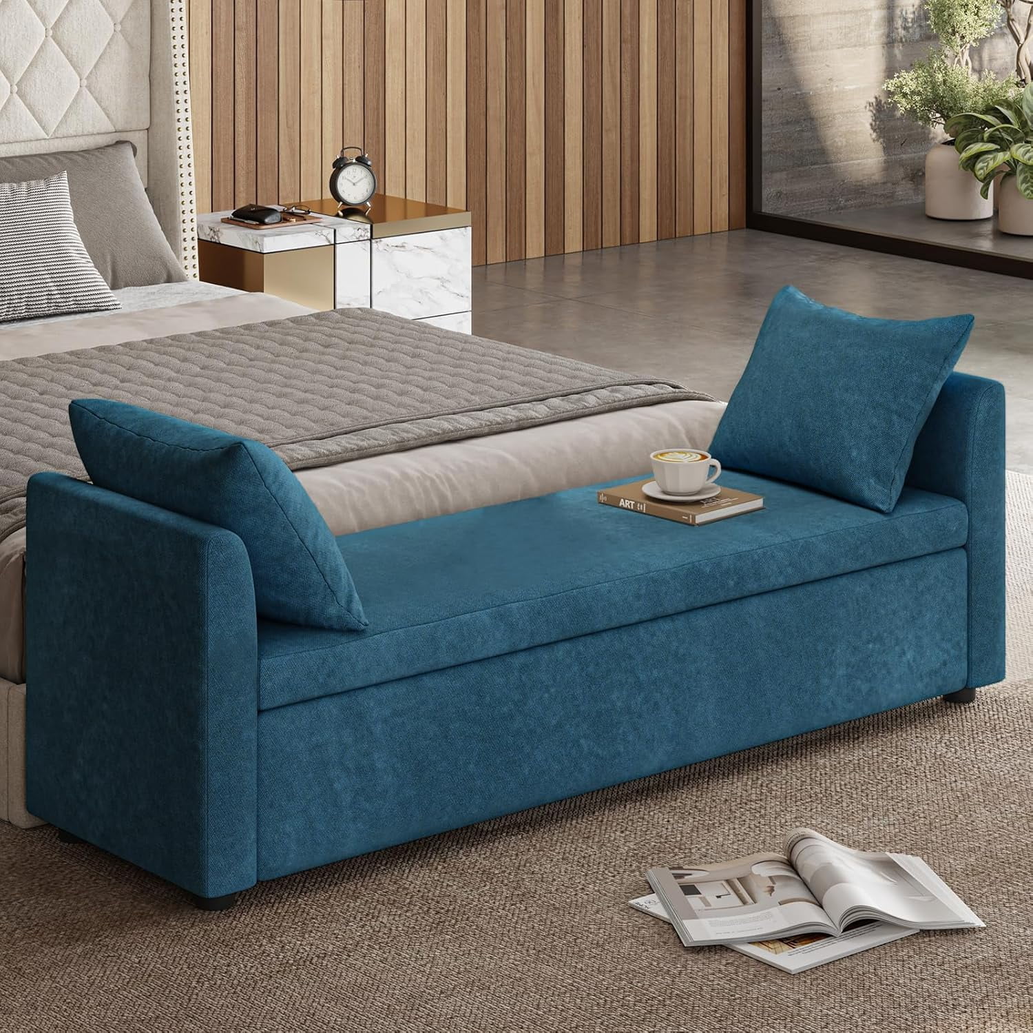 EcoHarbor Modern Storage Ottoman Bedroom Bench, End of Bed Bench with ...