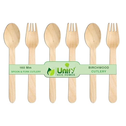 EcoHomes 160mm 200 Pack Disposable Spoons Forks Set Wooden Cutlery ...