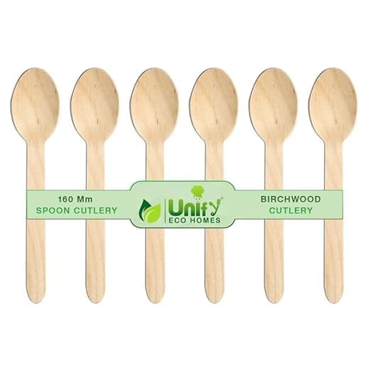 EcoHomes 160mm 200 Pack Disposable Spoons Set Wooden Cutlery Ideal for ...
