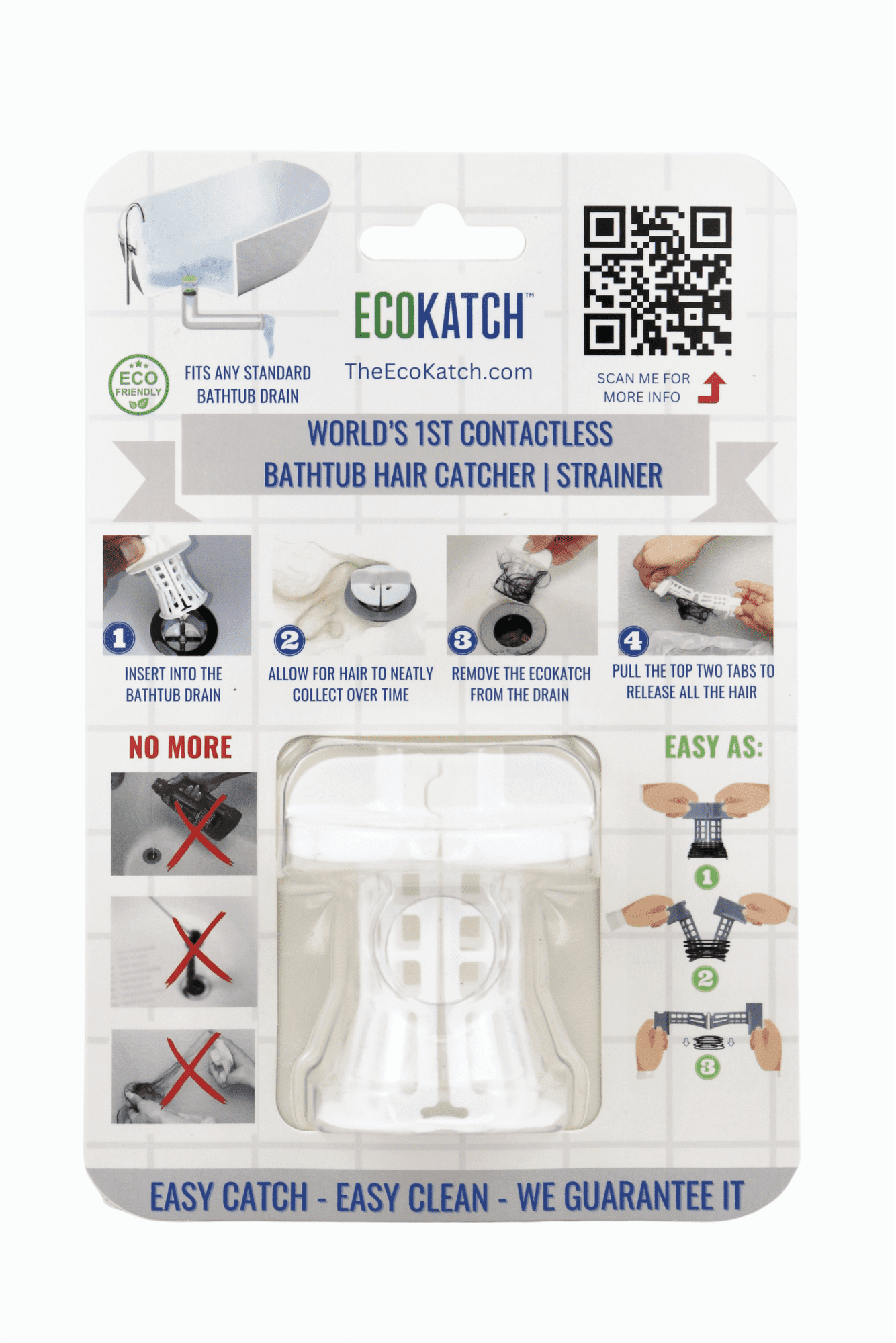 EcoKatch - Ultimate Contactless and Hygienic Bathtub Drain Hair Catcher ...