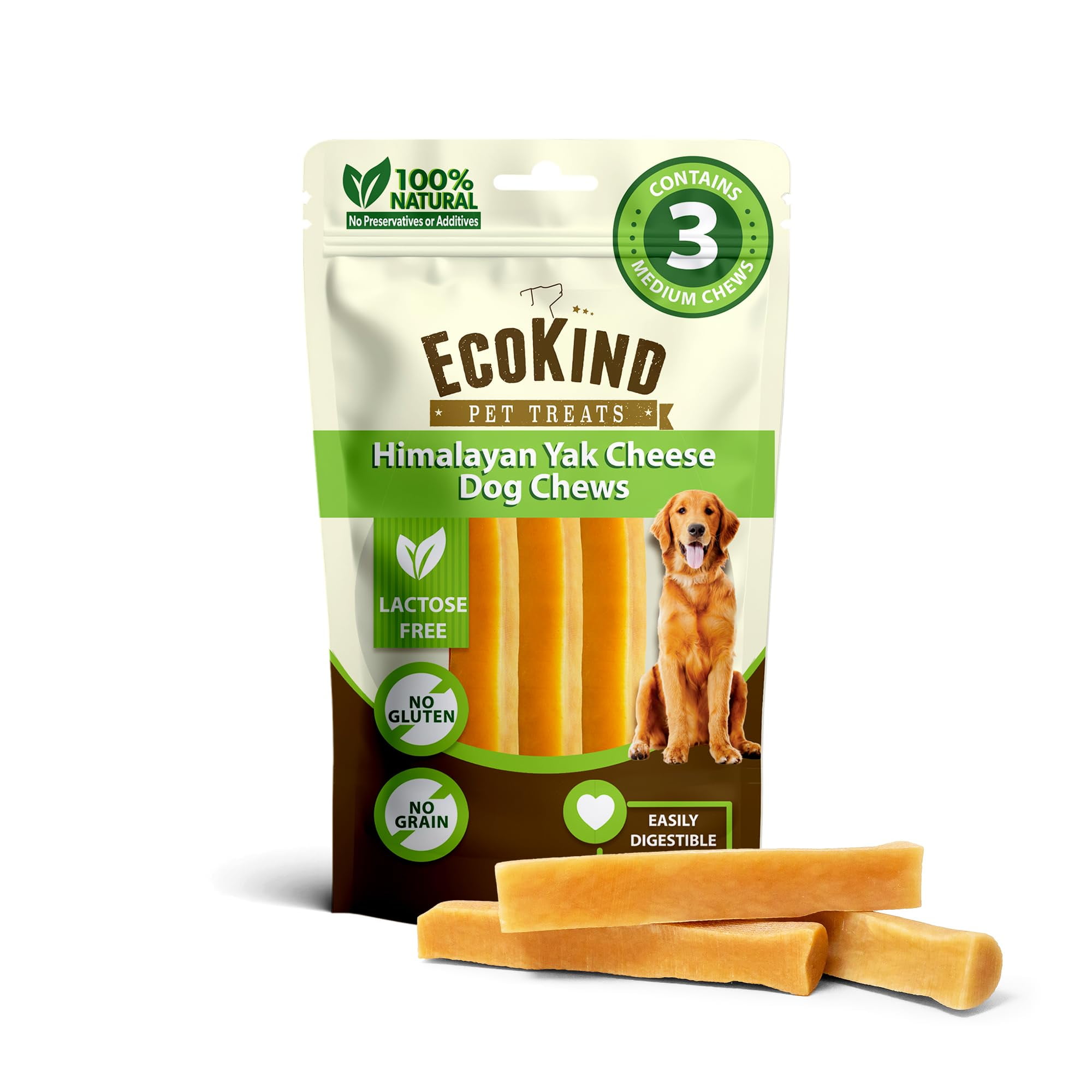 EcoKind Pet Treats Gold AIF4 Himalayan Yak Cheese Medium Dog Chew ...