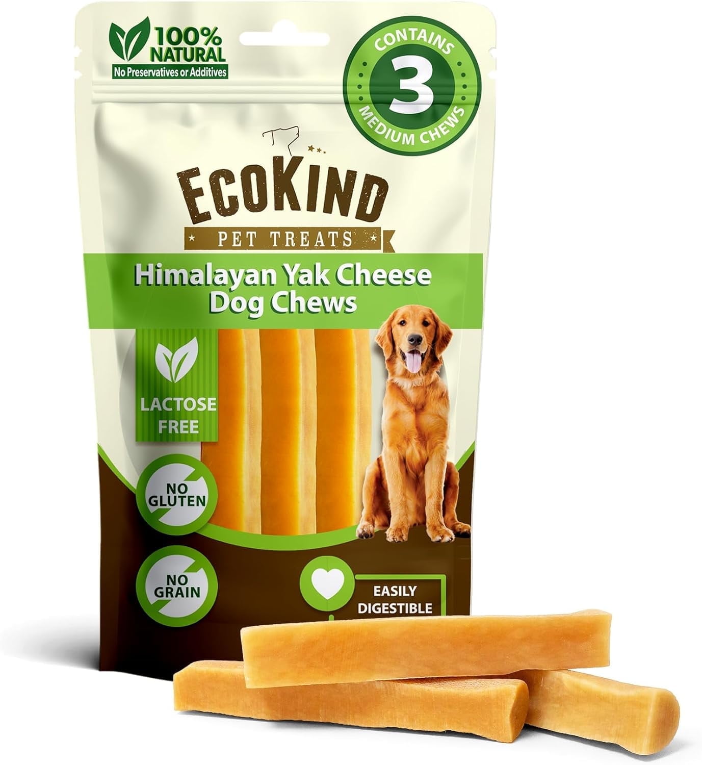 EcoKind Yak Cheese Dog Chews for Medium Breeds – Long Lasting, High ...