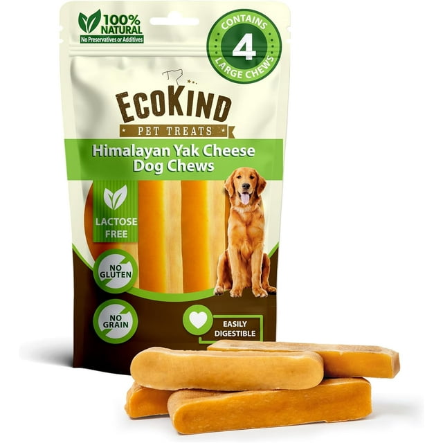 EcoKind Organic Snacks Yak Milk Dog Chews, Large Dogs Treats, Yak Stick ...