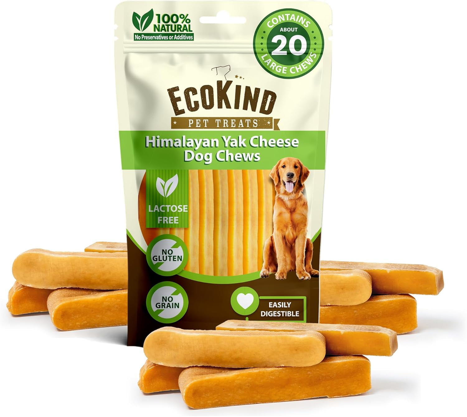 EcoKind Yak Milk Dog Chews for Large Dogs, Yak Stick Dog Treats ...
