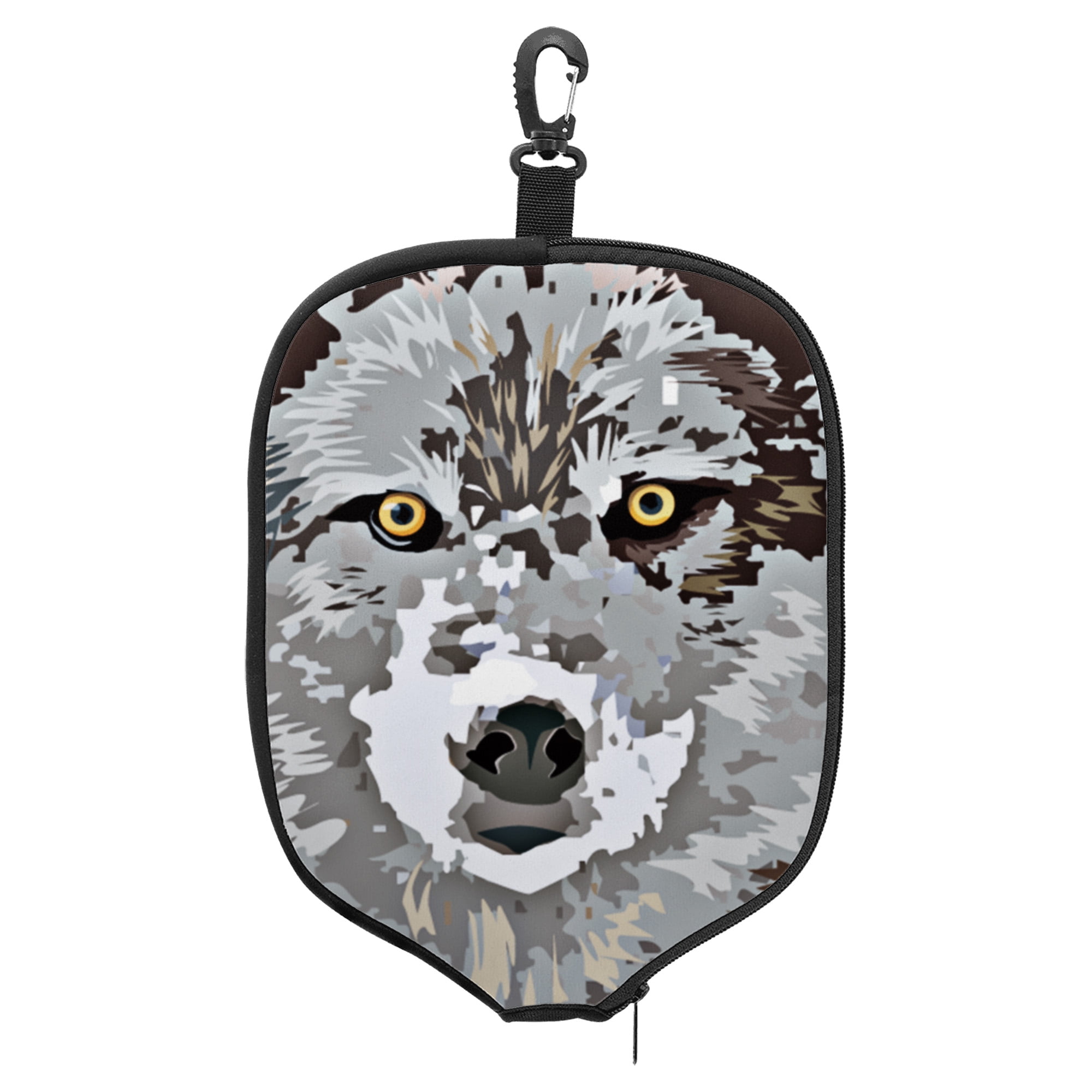EcoLoom Black Gray Stylized Wolf Head Print Pickleball Paddle Sleeve ...
