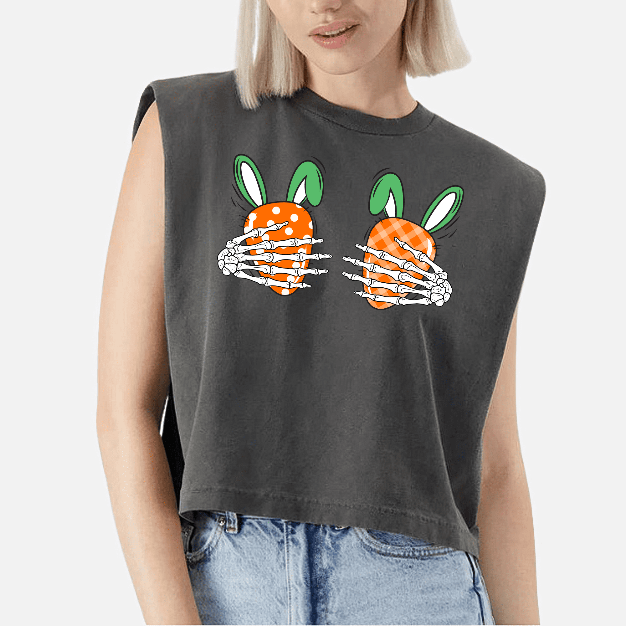EcoLoom Easter Bunny Carrot Cap Sleeve Muscle Crop Top Funny Rabbit ...