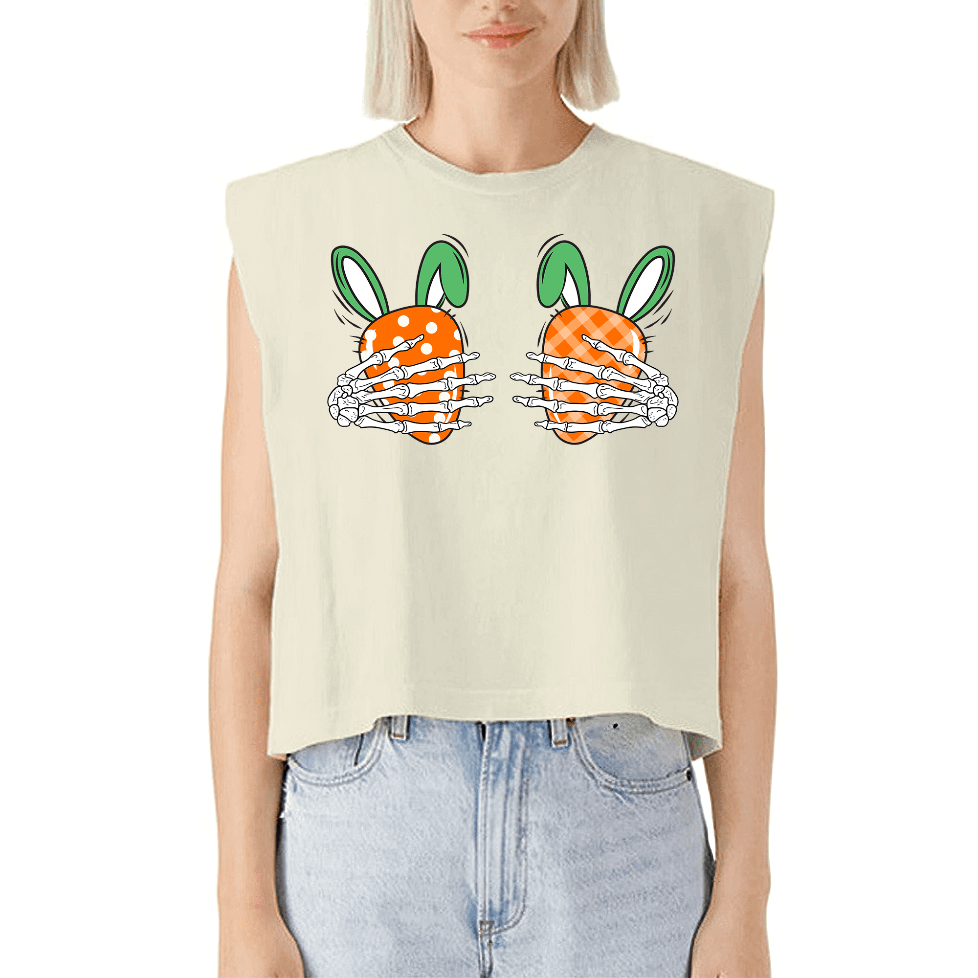EcoLoom Easter Bunny Carrot Cap Sleeve Muscle Crop Top Funny Rabbit ...