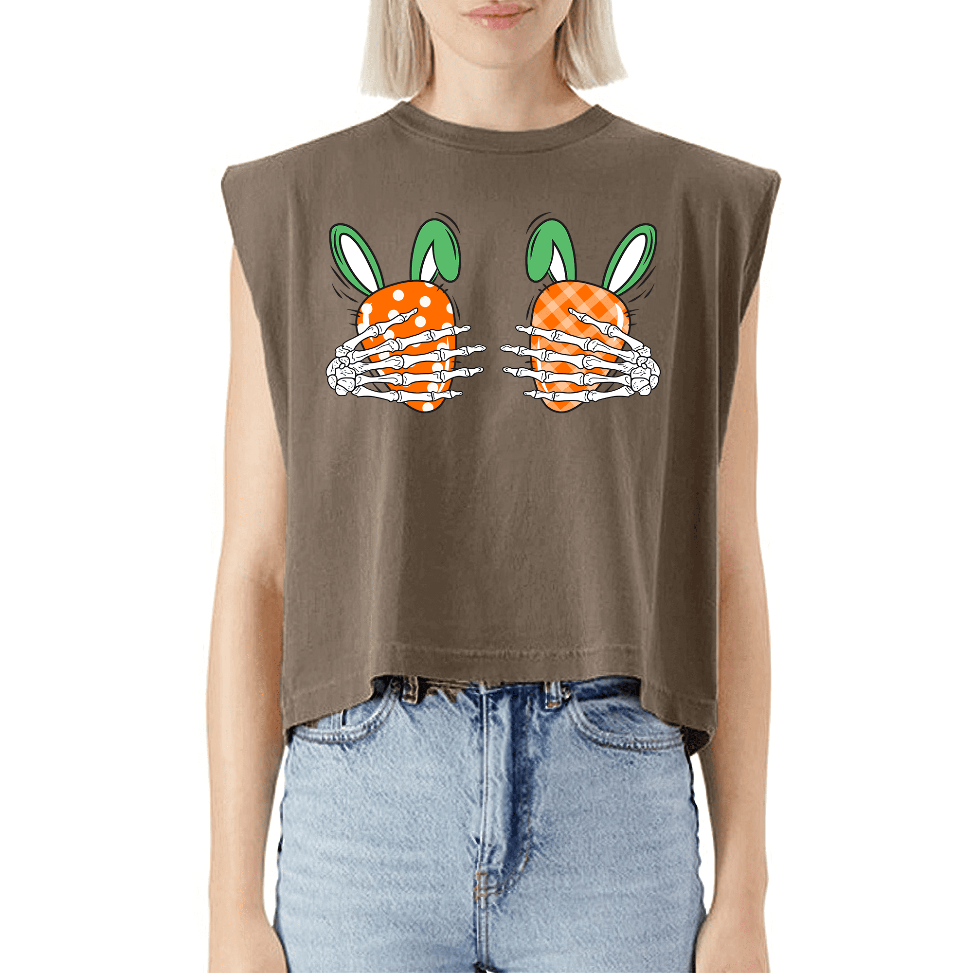 EcoLoom Easter Bunny Carrot Cap Sleeve Muscle Crop Top Funny Rabbit ...