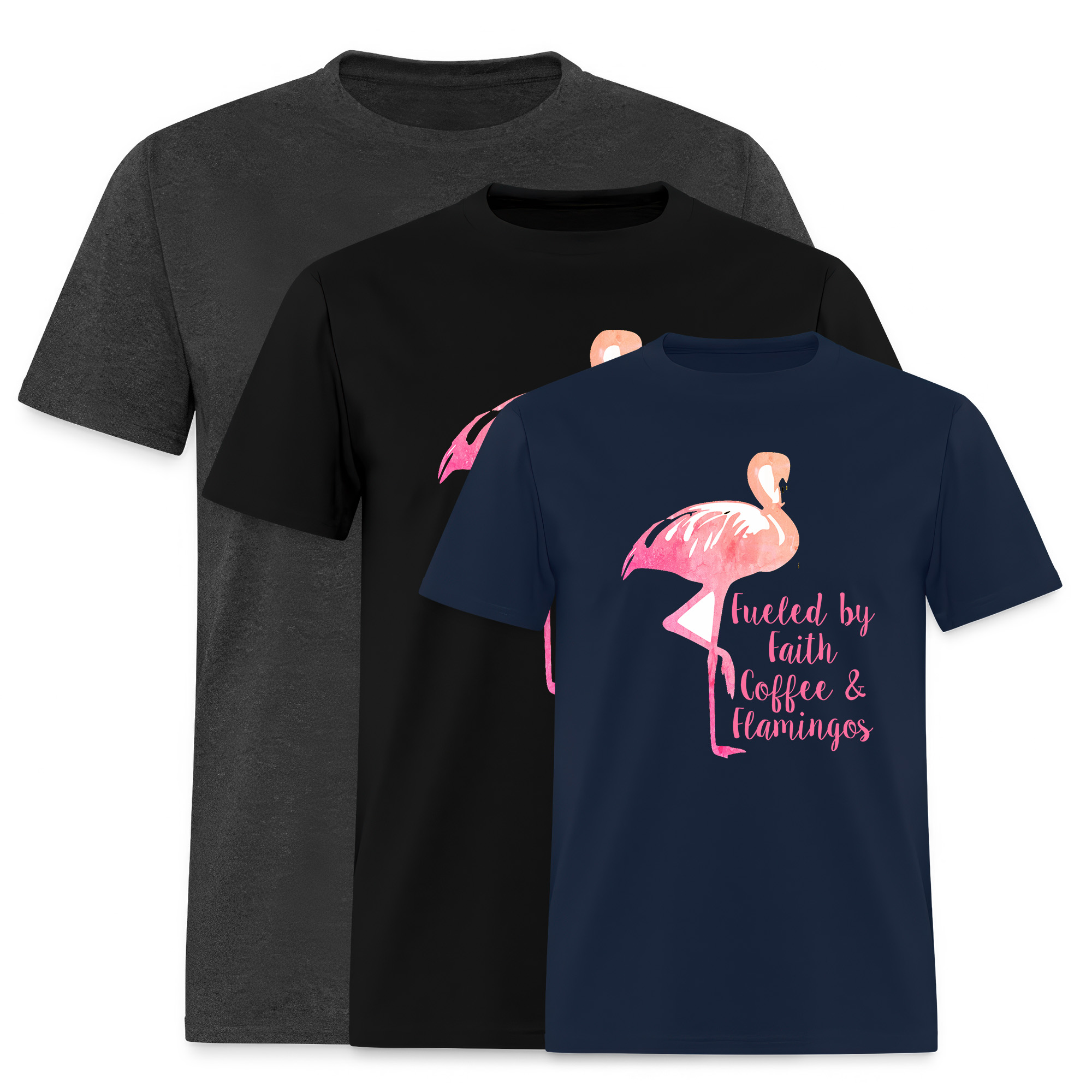 EcoLoom Fueled By Faith Coffee Flamingos Funny Short Sleeve Unisex T ...