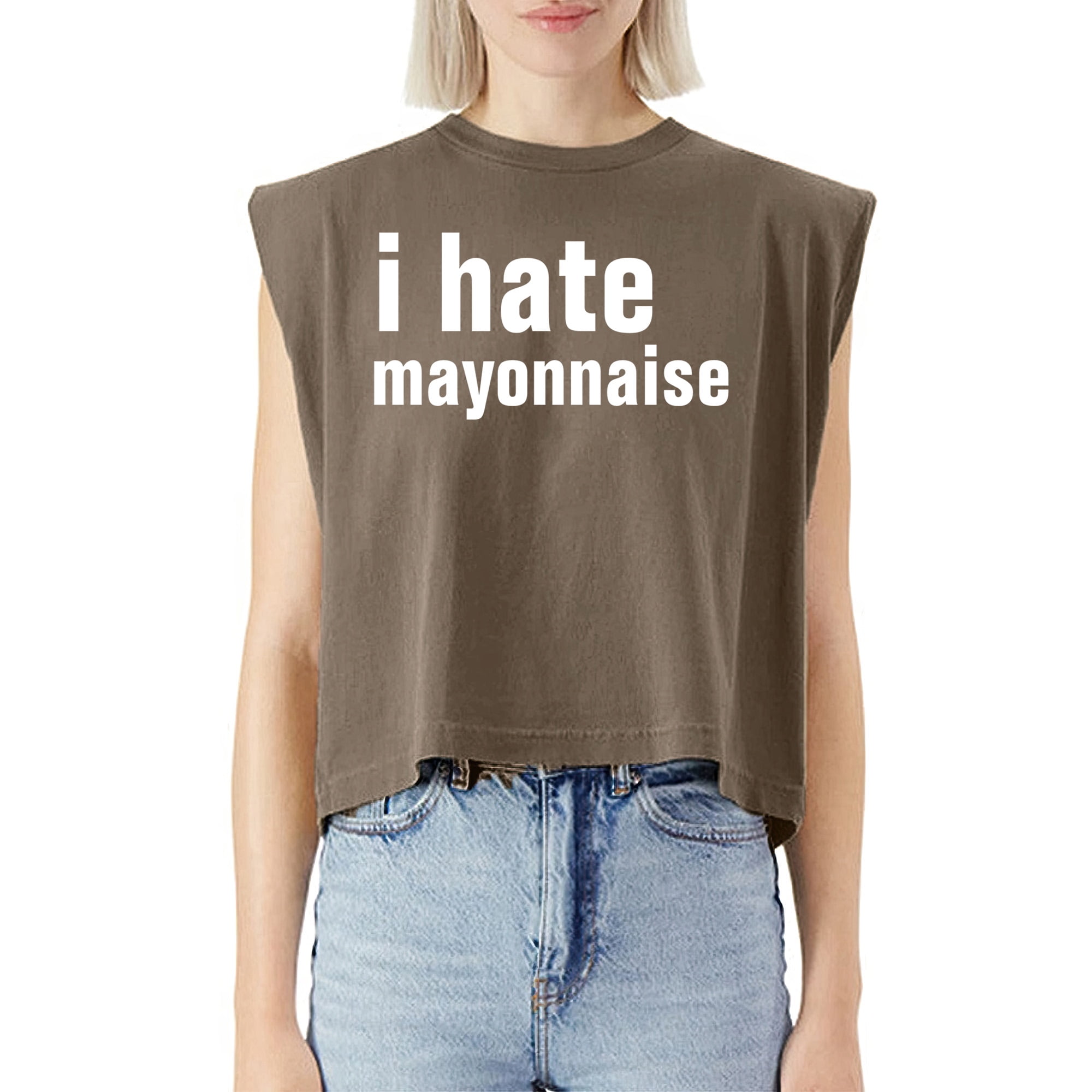EcoLoom I Hate Mayonnaise Cap Sleeve Muscle Crop Top Funny Sleeveless ...