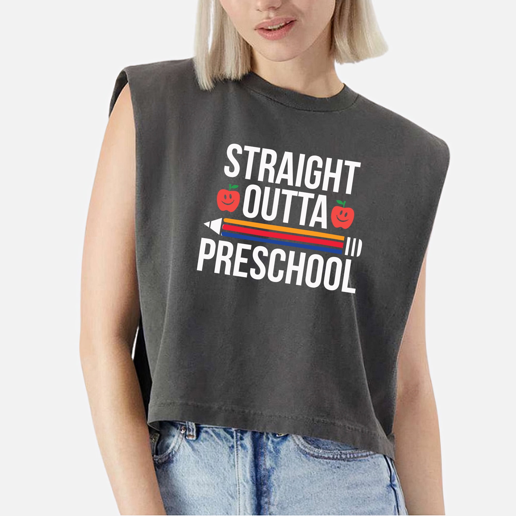 EcoLoom Straight Outta Preschool Cap Sleeve Muscle Crop Shirt Women ...