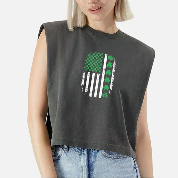 EcoLoom Us American Flag With Shamrocks For St Patricks Day Cap Sleeve ...