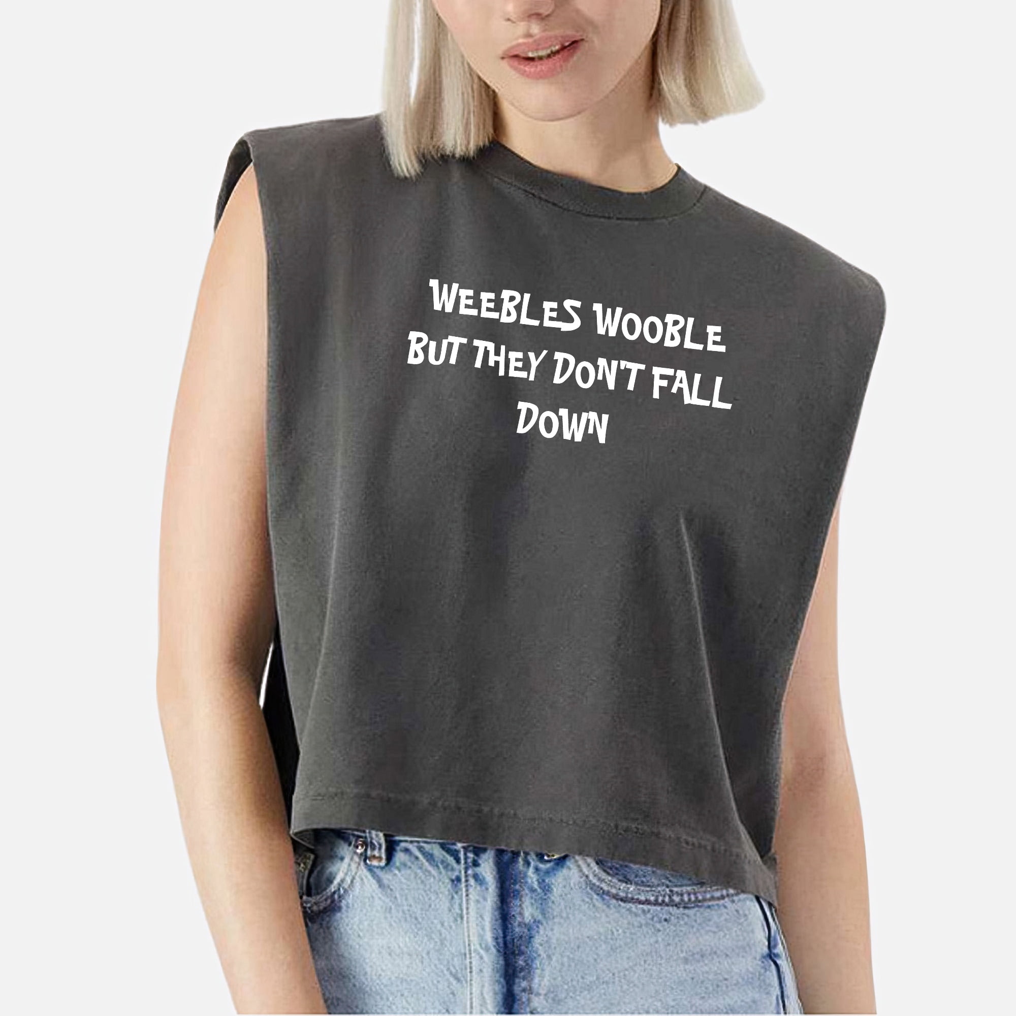 EcoLoom Weebles Wooble But They Cap Sleeve Muscle Crop Shirt Women ...