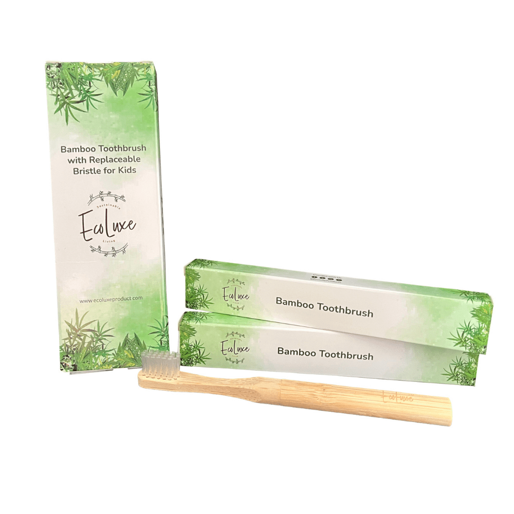 EcoLuxe 2 pack Kids Bamboo Toothbrush Manual Toothbrushes with ...