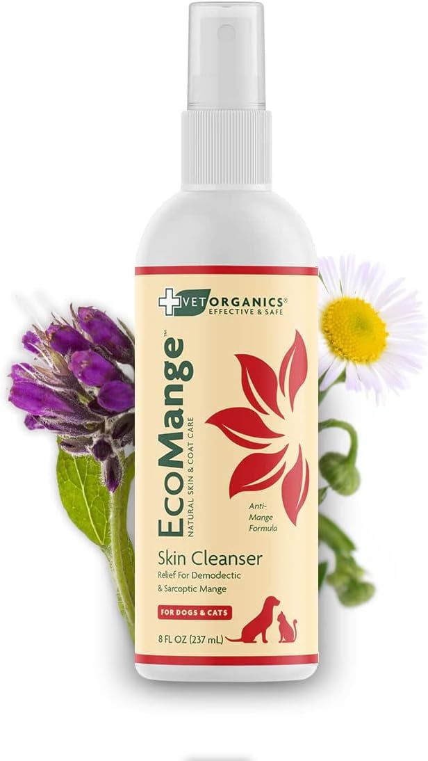 EcoMange Mange Relief for Dogs & Cats – 8 Oz. Cat & Dog Itch Relief, Sarcoptic & Demodectic Mite ...
