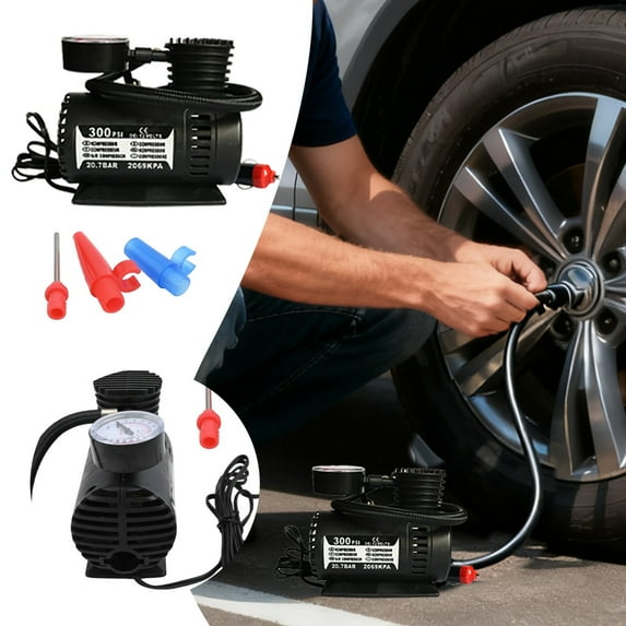 EcoNest 12V 300 Portable Air Compressor Mini Tire With Pressure Gauge ...