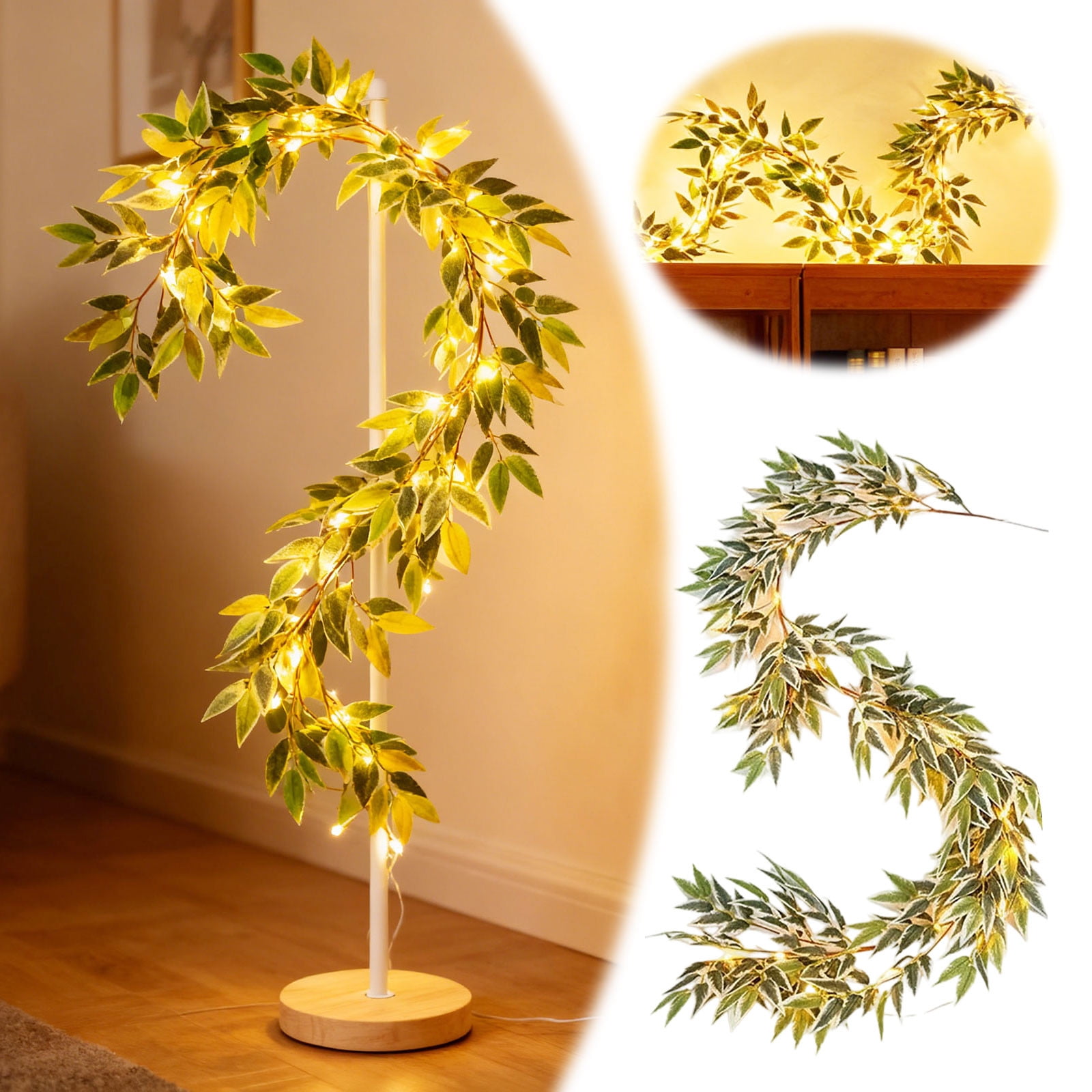 EcoNest 190cm LED Lighted Vine Greenery Leaves With Fairy Lights For ...