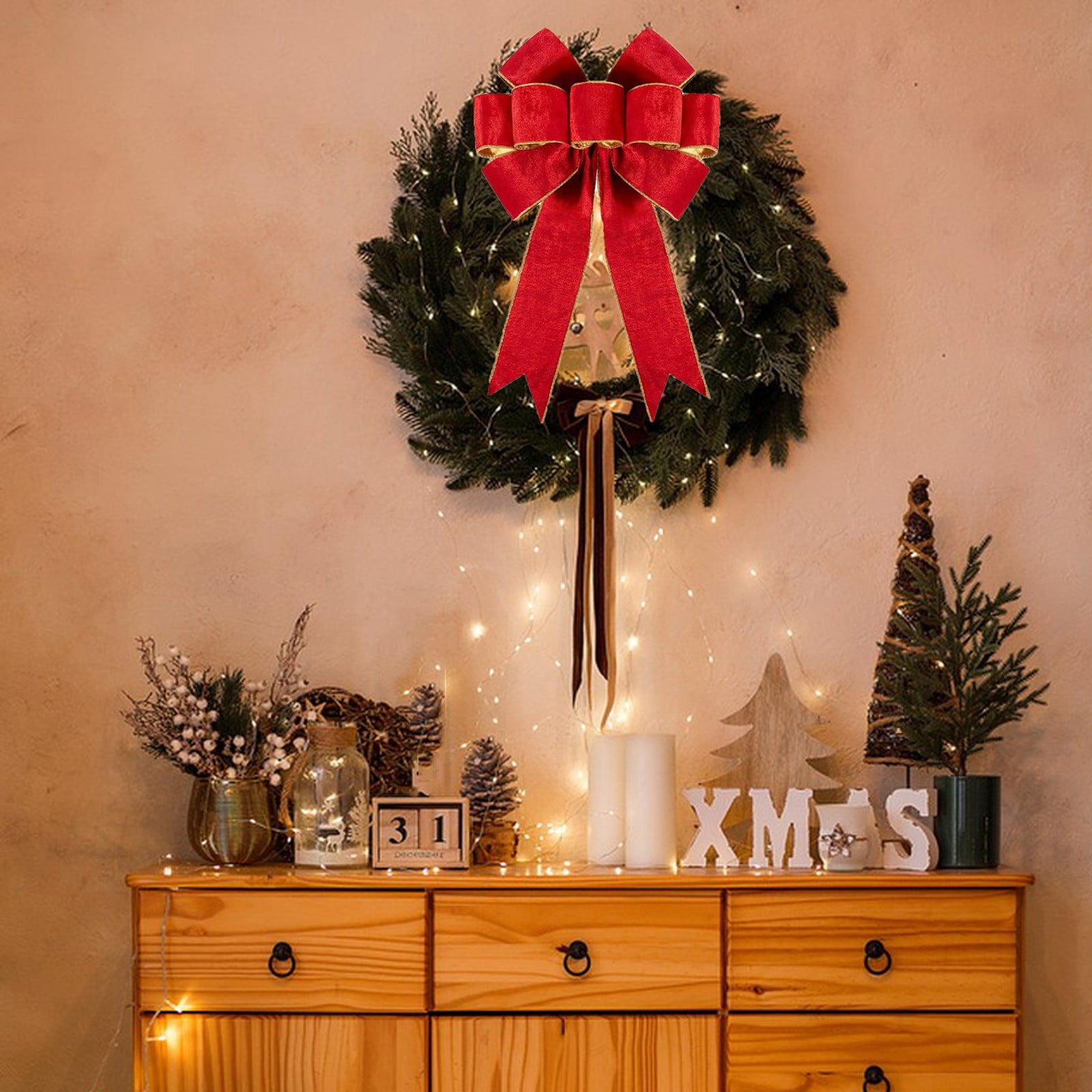 EcoNest 1Pack Large Bows Velvet Red Bows Holiday Red Bows For Wreath ...