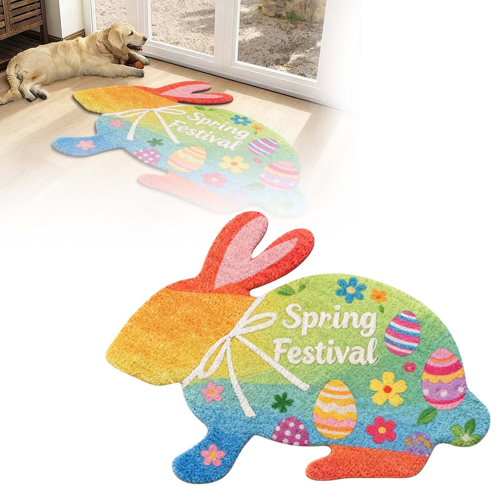 EcoNest 2026 Easter Bunny Shaped Welcome Mat Absorbent Non Slip And ...