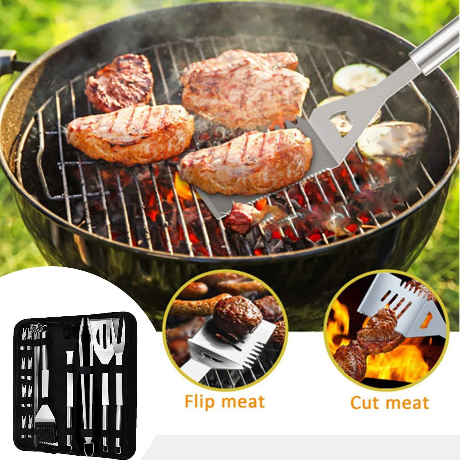 EcoNest 20pcs Stainless Steel BBQ Tool Set Portable Grilling ...